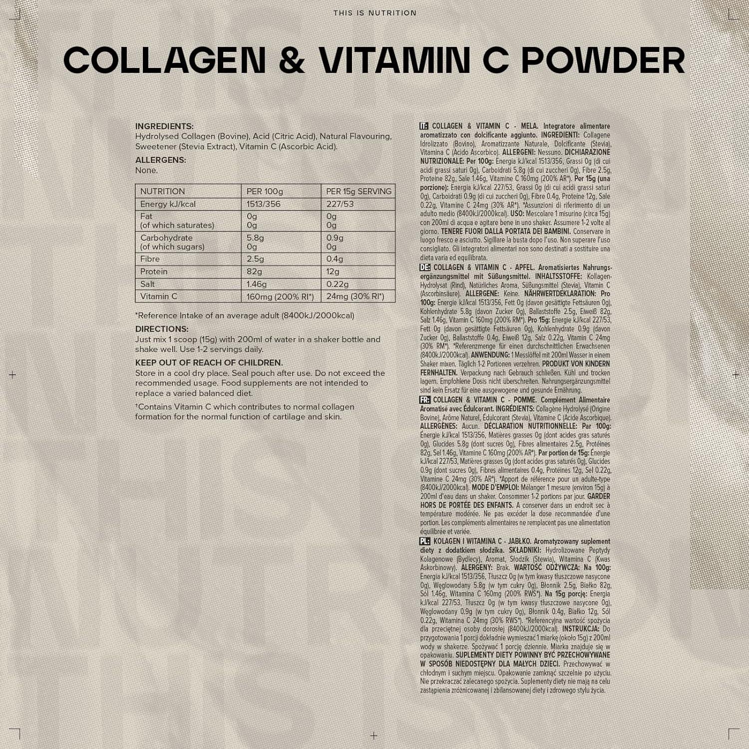 500g Bulk Collagen and Vitamin C Powder - Apple Flavor | Skin Health ...