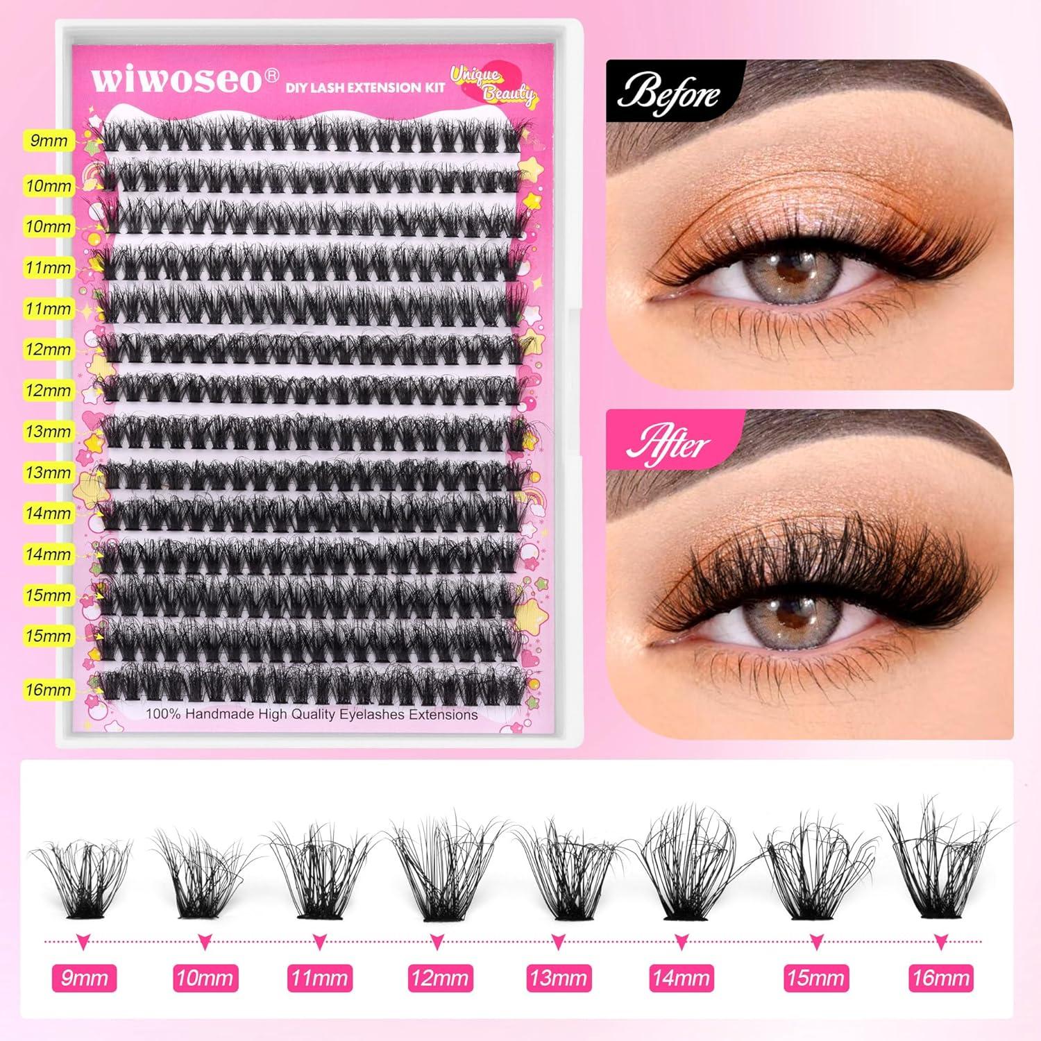 wiwoseo Fluffy Cluster Lashes Kit - Natural Look Russian Lash ...