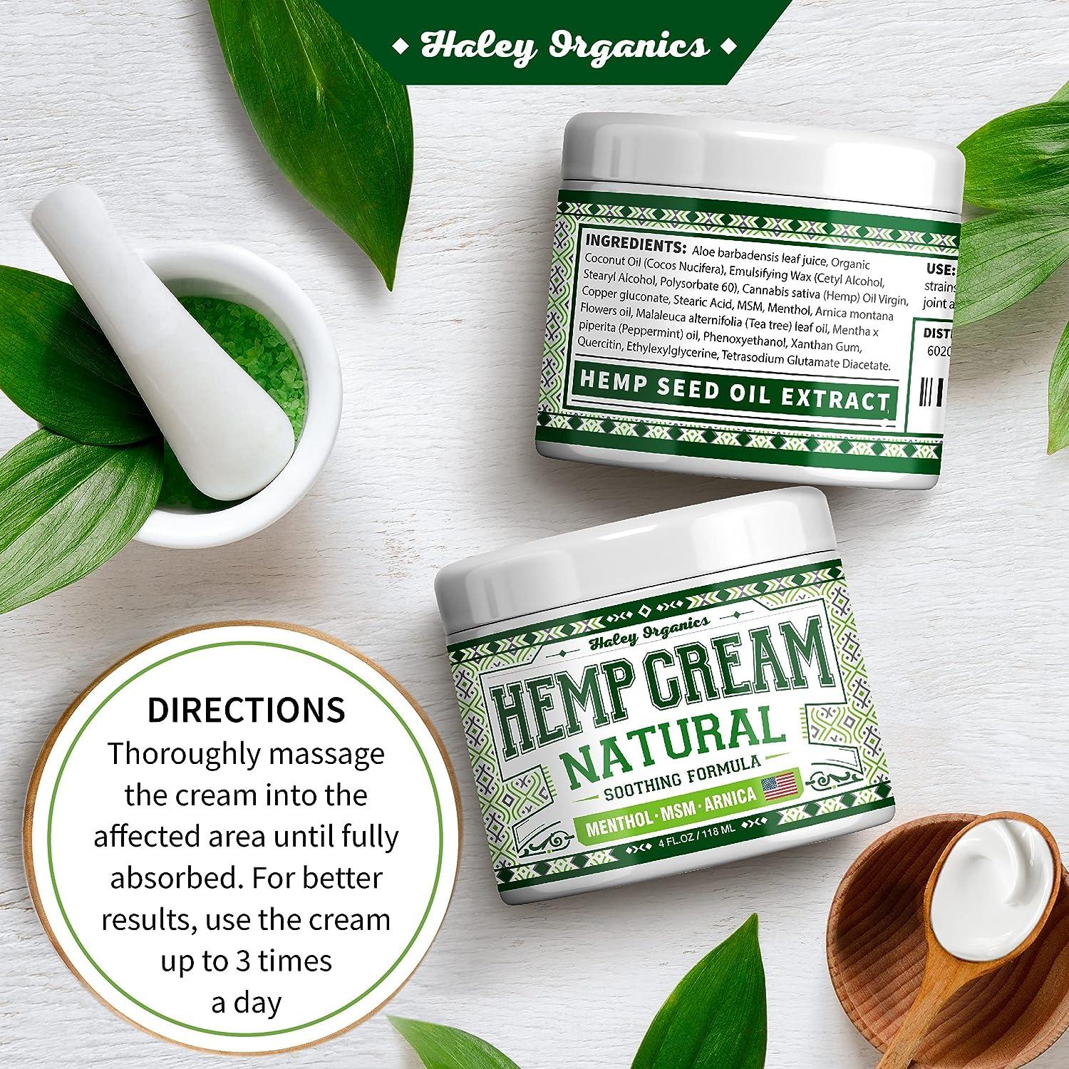 Haley Organics Hemp Cream - Natural Hemp Extract for Joint and Muscle ...
