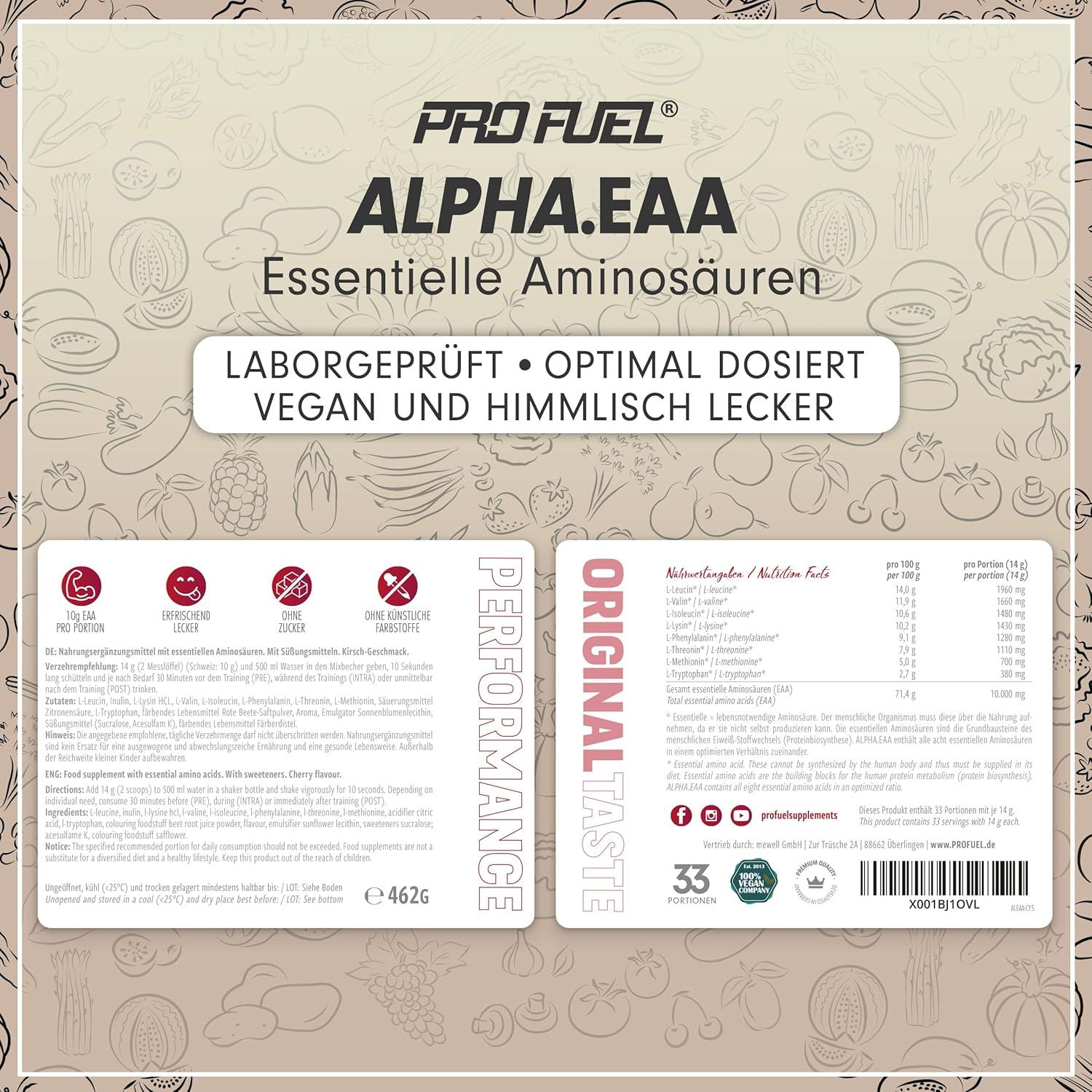 Alpha EAA Powder 2x462g Cherry Berry - Vegan Essential Amino Acids ...