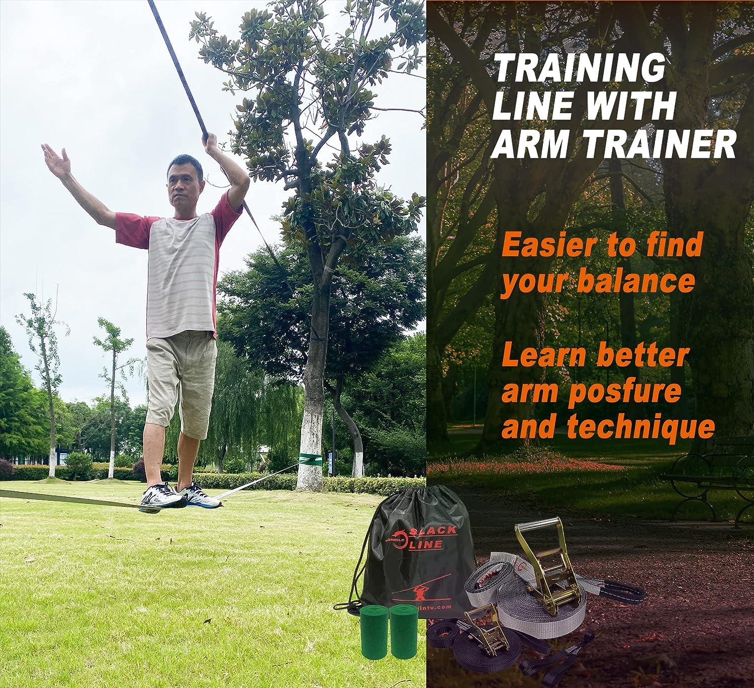 57 ft LongLC Slackline Kit with Training Line | Arm Trainer, Tree ...
