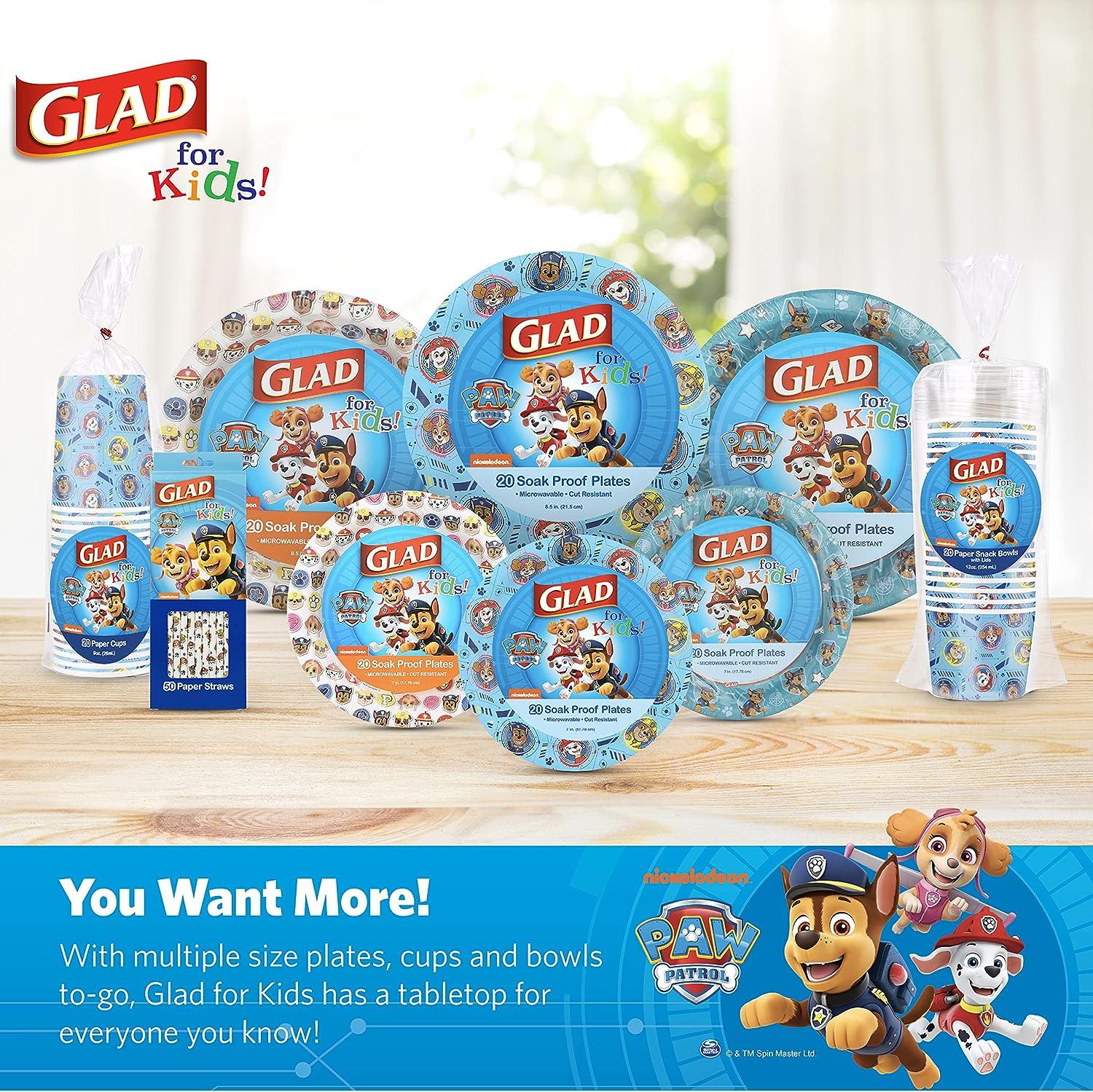 Glad for Kids Paw Patrol Paper Plates 7 Inch - 20 Count | Heavy Duty ...