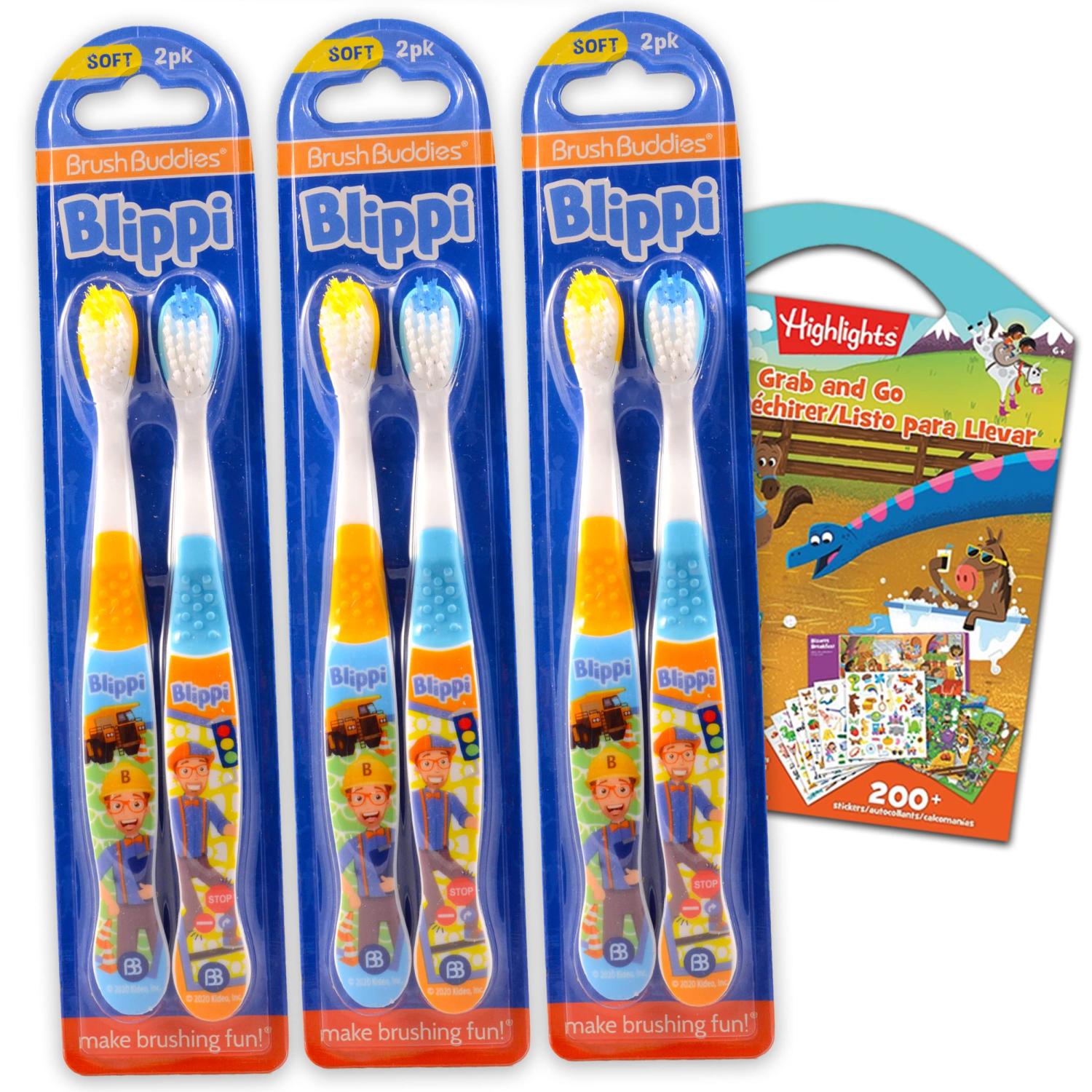 Kali Dreams Blippi 6-Pack Toothbrush Bundle + Activity Book | Kids Soft ...