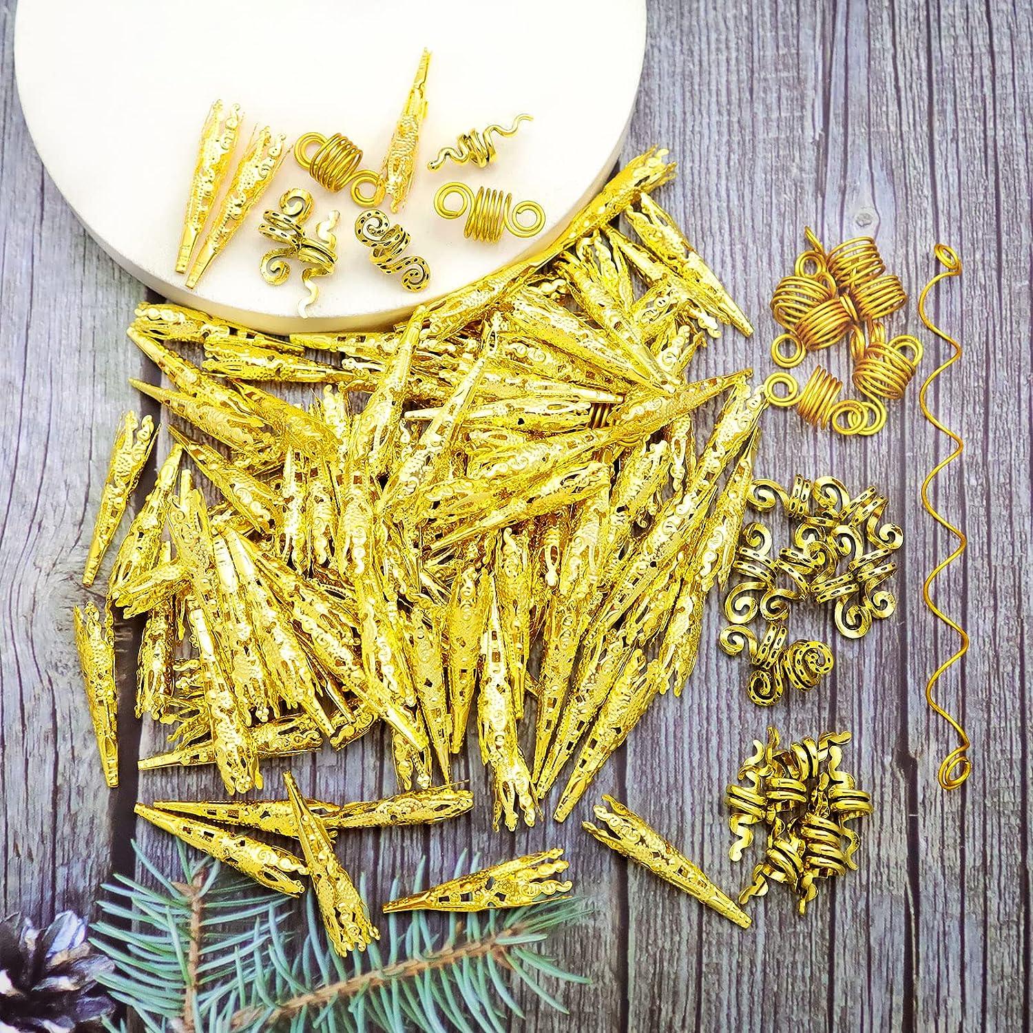 130-Piece Gold Locs Hair Jewelry Kit for Women - Dreadlocks Accessories ...