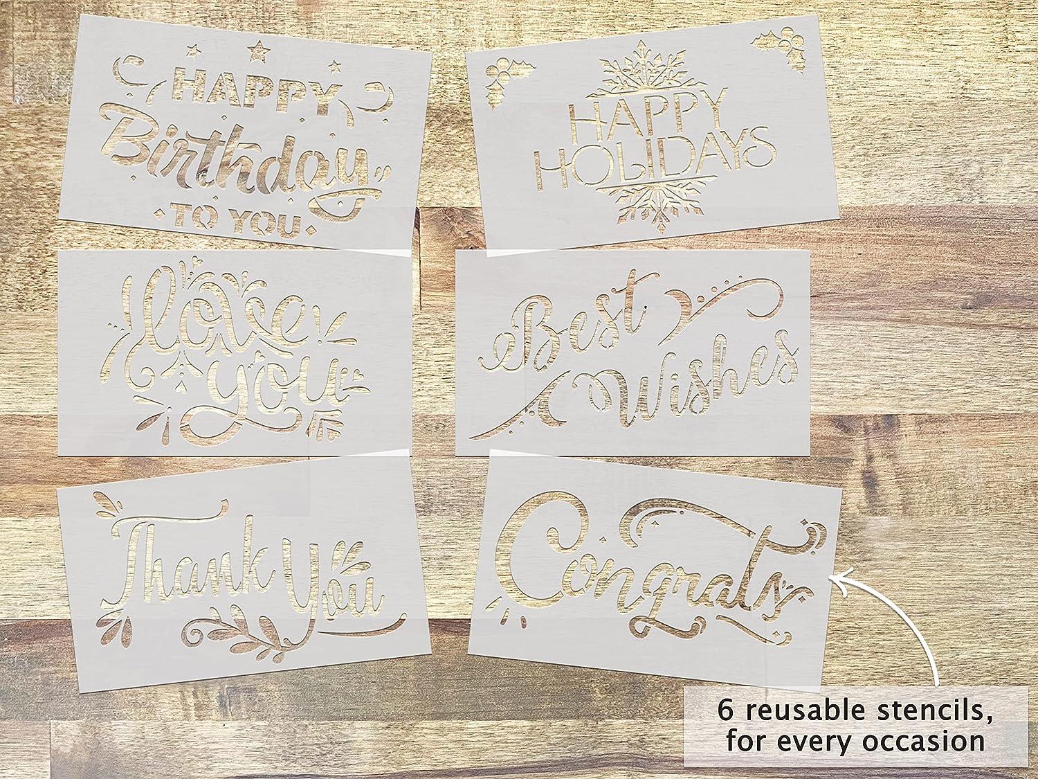 Hand Inked Card Making Kit - DIY Greeting Card Stencil Set | Stationary ...