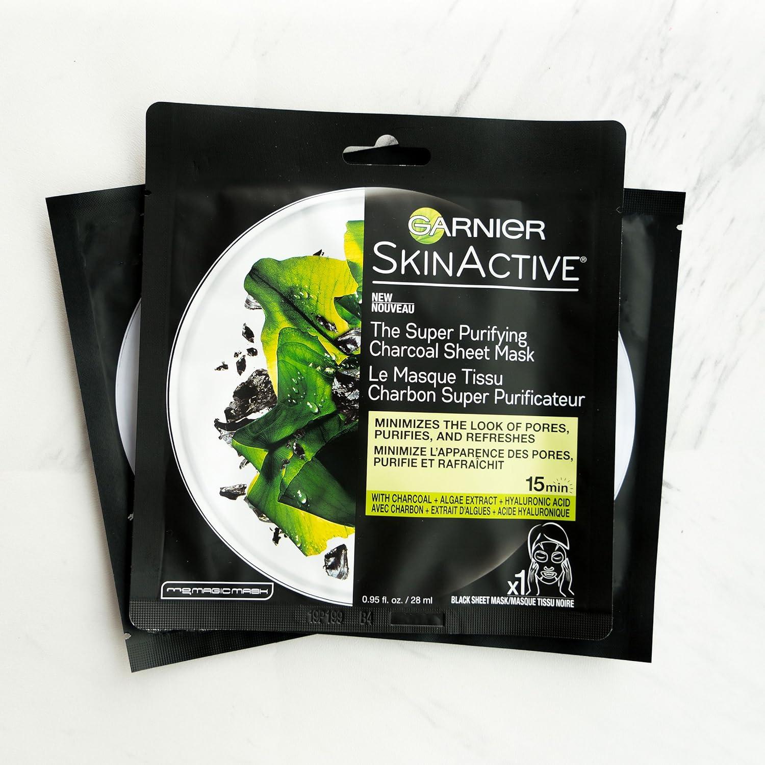Garnier SkinActive Charcoal Sheet Mask 6 Count - Purifying Face Masks ...