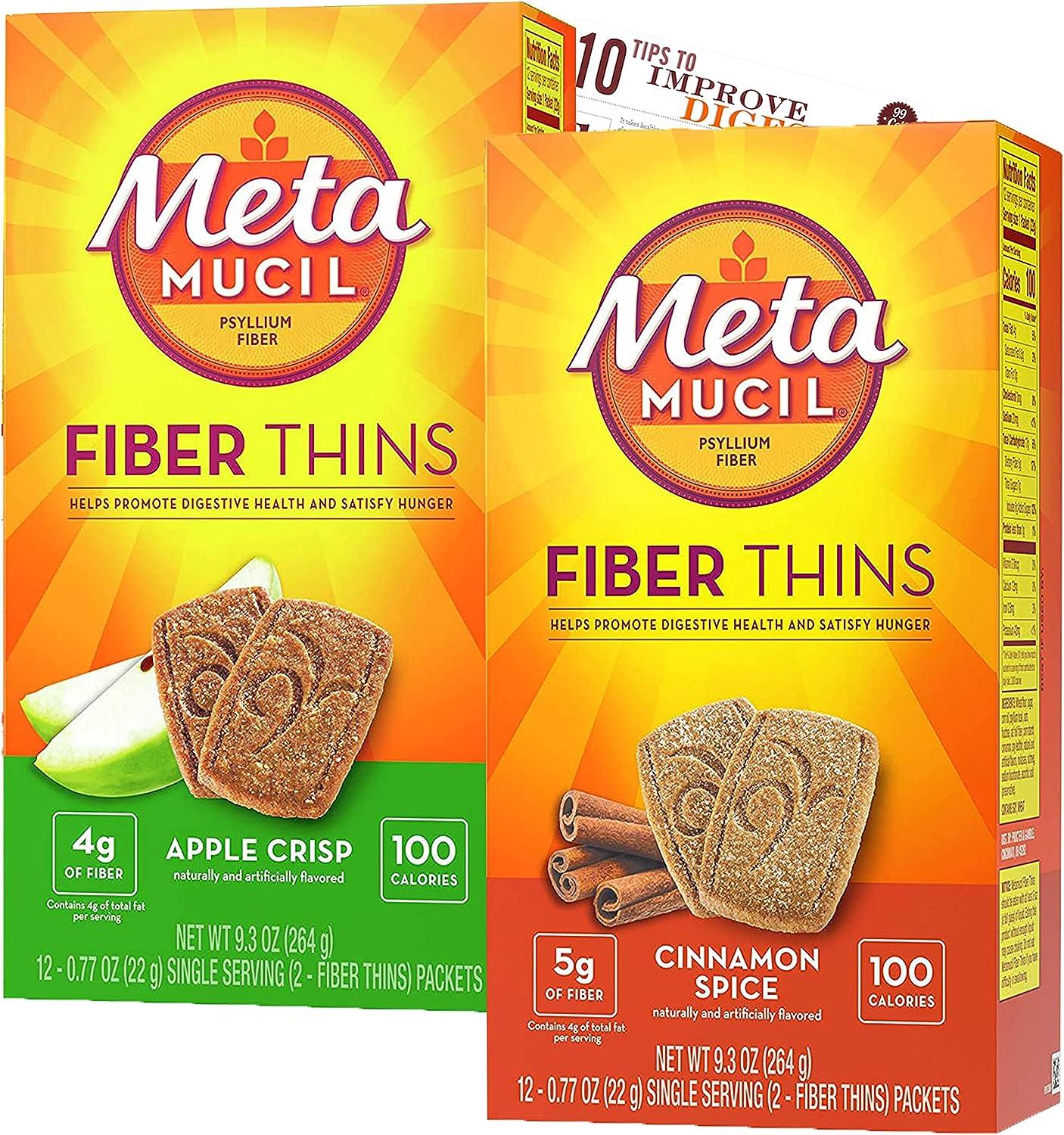 Metamucil Fiber Thins - Apple Crisp & Cinnamon Spice Variety Pack - 24 ...