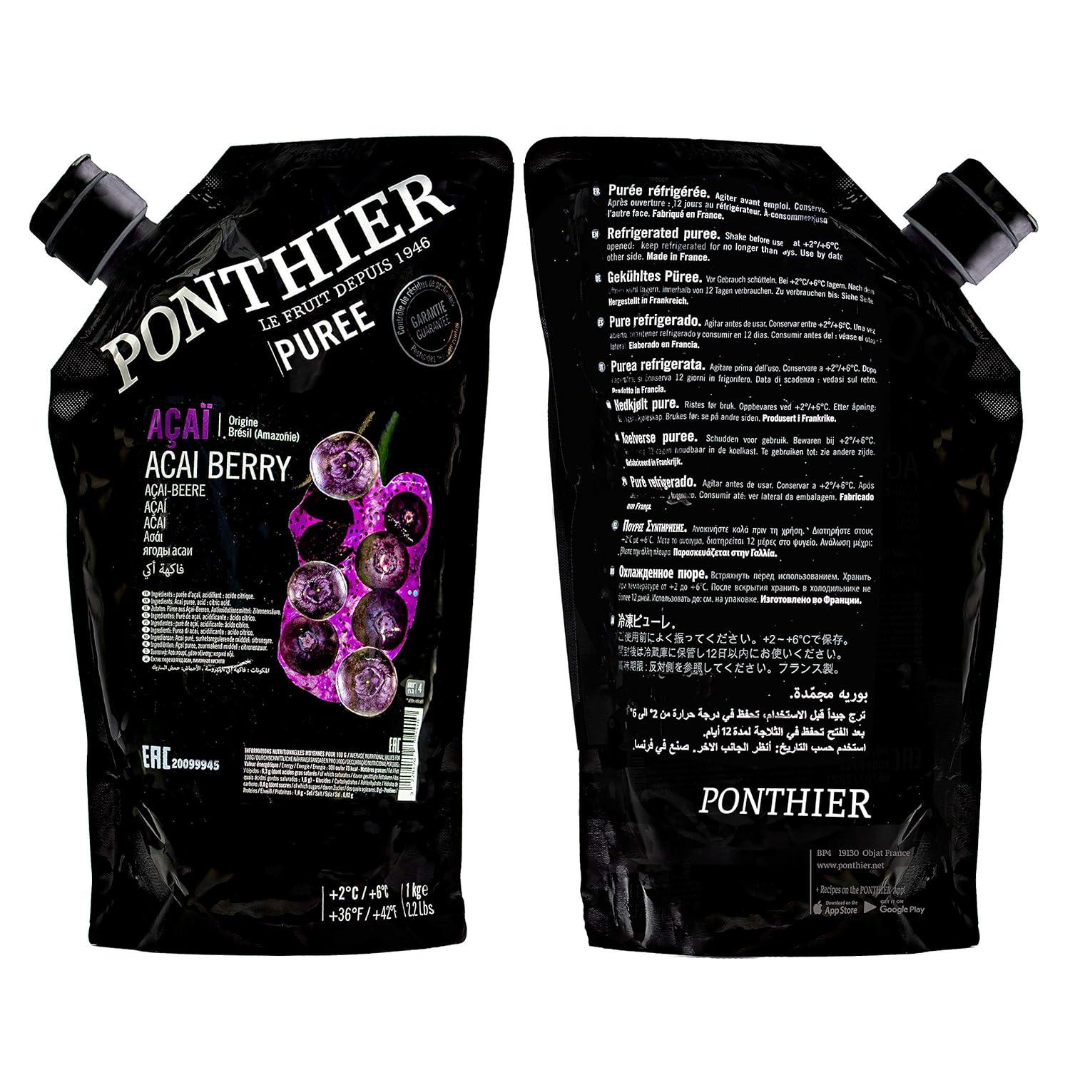 Food-United Ponthier Acai Puree 1kg - Superfood for Smoothie Bowls ...