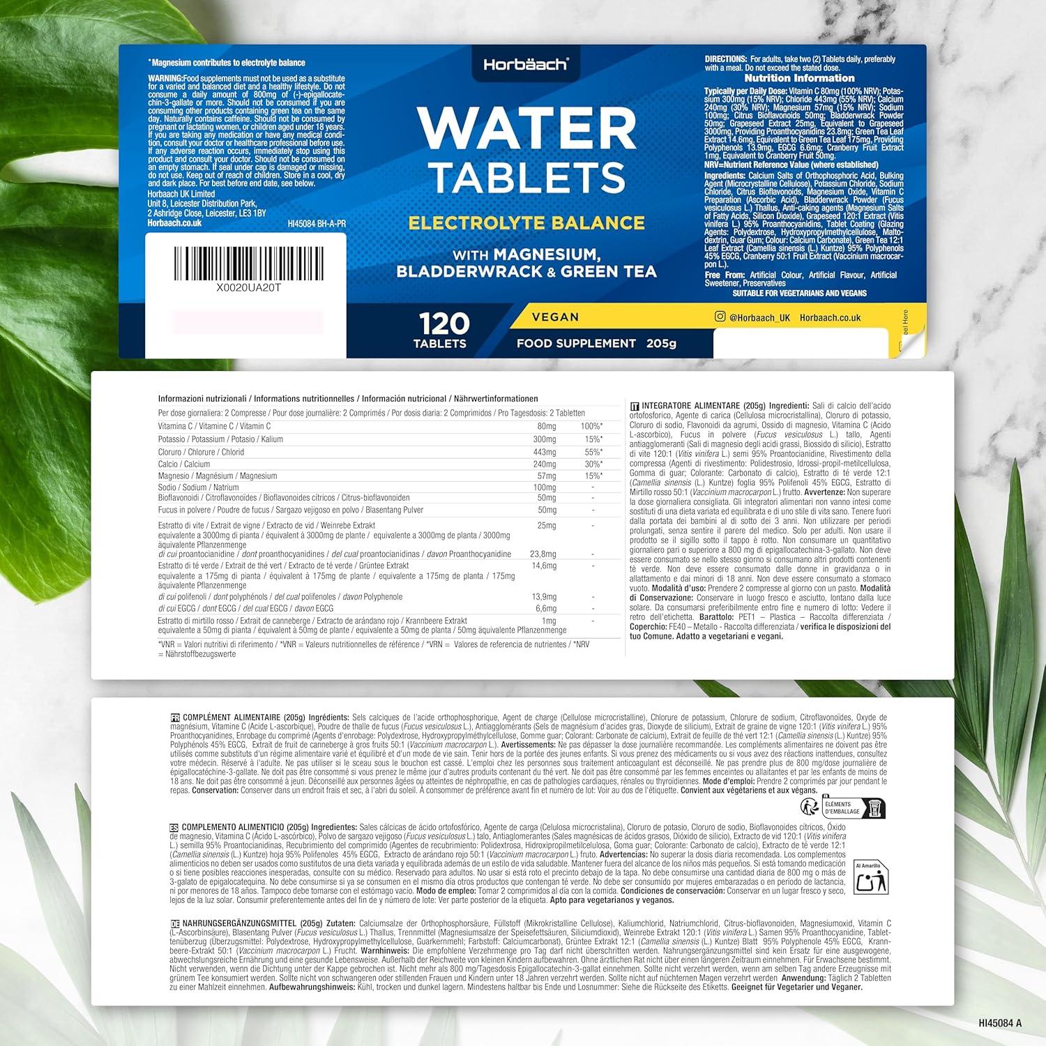Powerful Draining Water Retention | 120 Vegan Tablets | Electrolyte ...