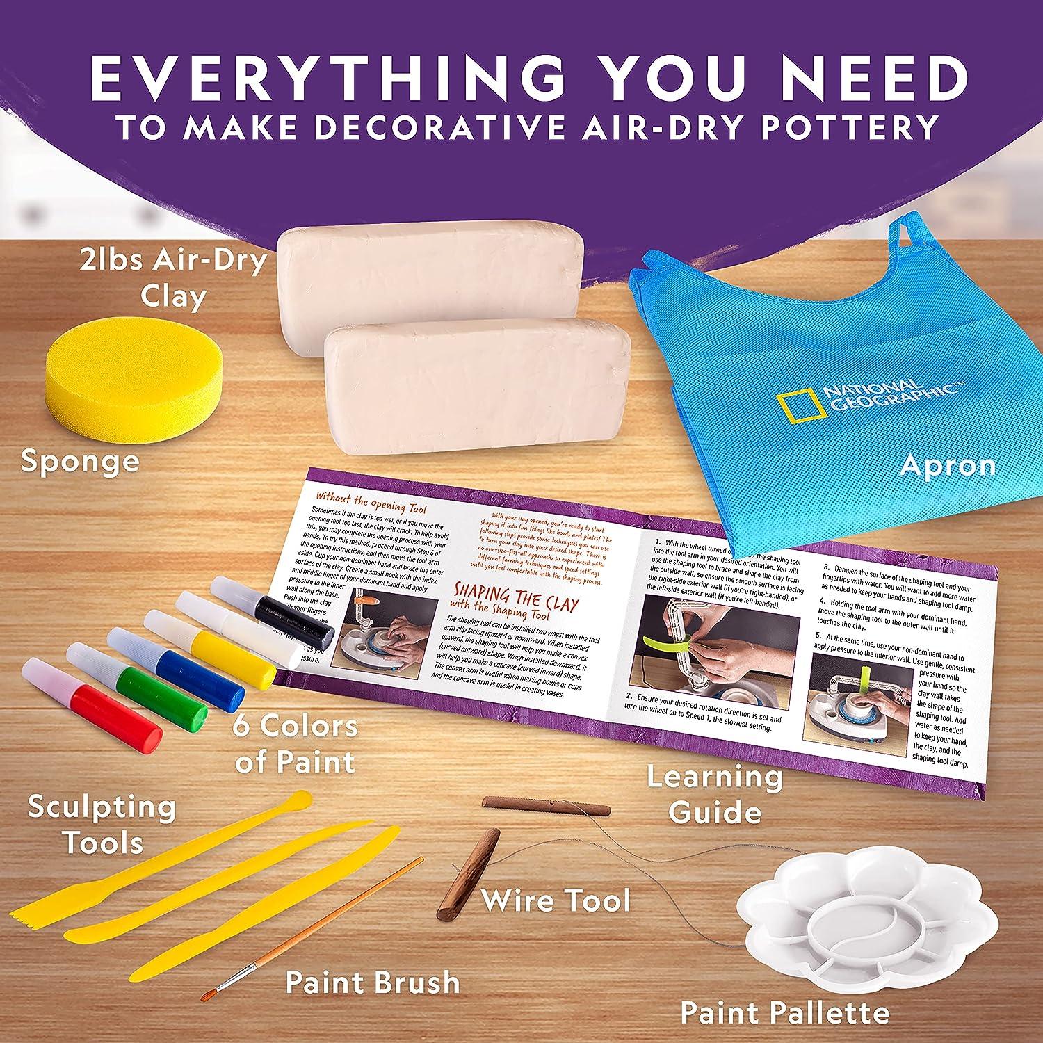National Geographic Kids Pottery Wheel Kit - Plug-In Motor, 2 lbs. Clay ...