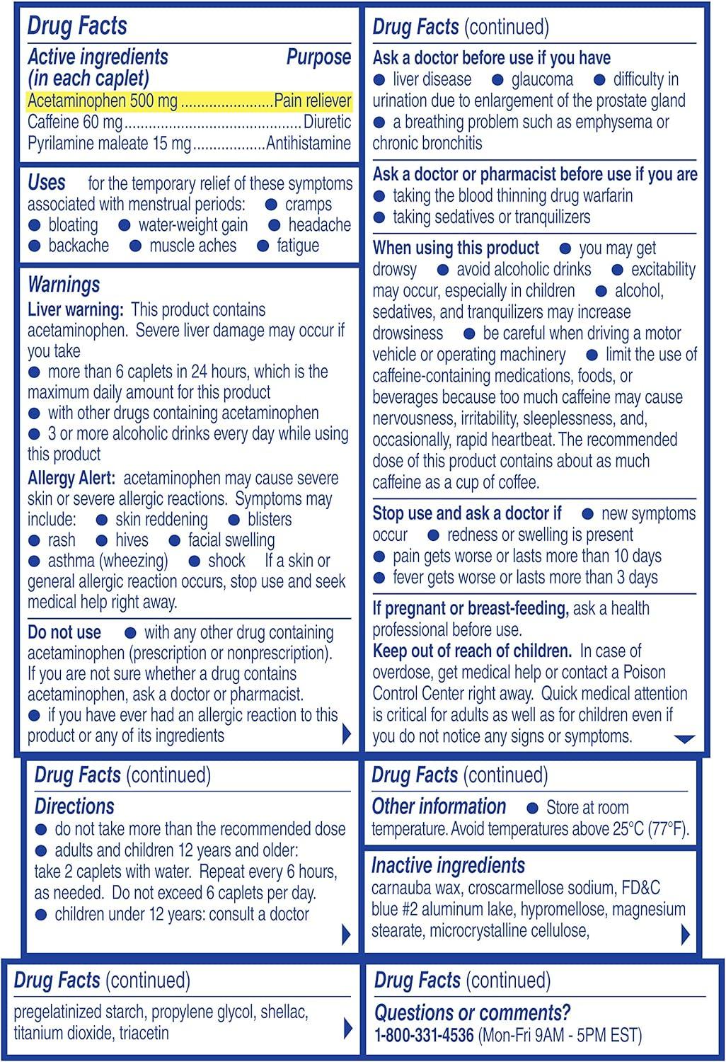 Midol Menstrual Maximum Strength Caplets - Fast Relief for Menstrual ...