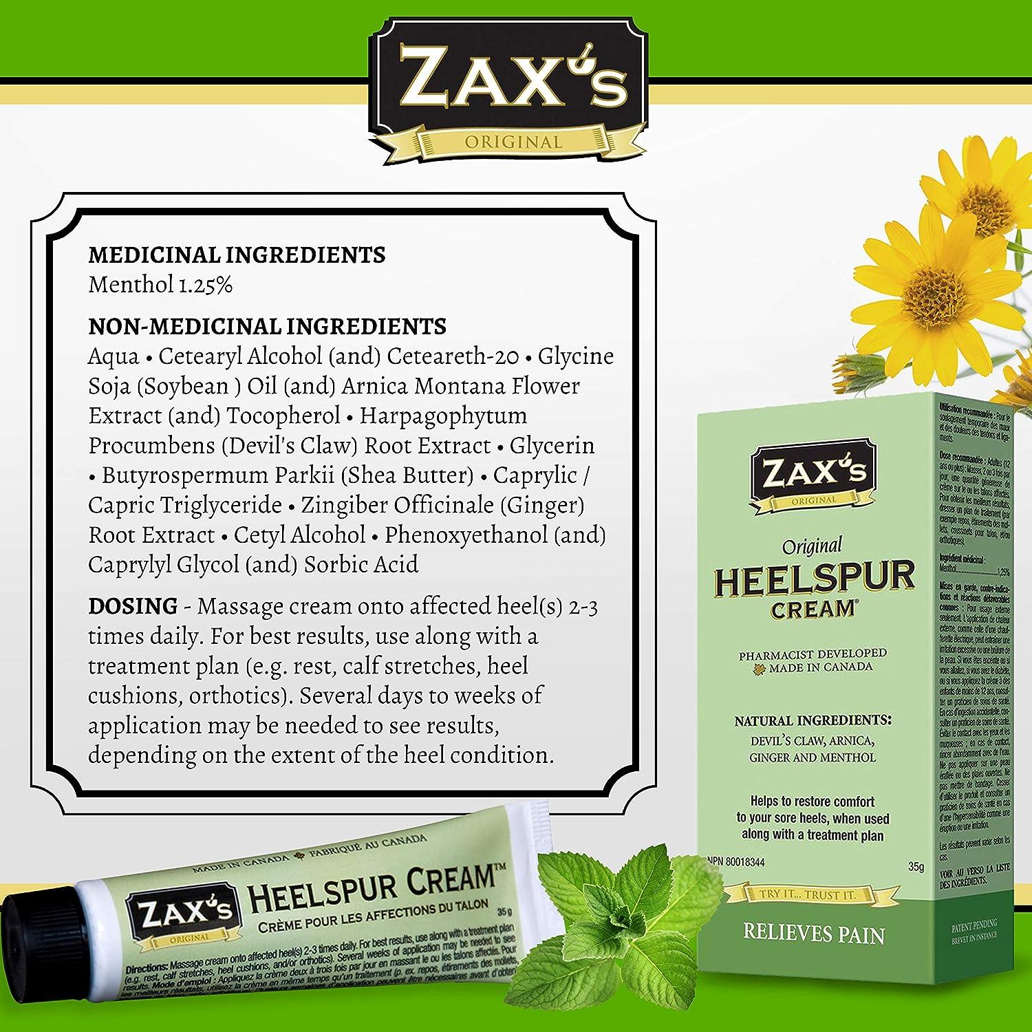 Zax's Original Heelspur Cream - Natural Relief for Foot Pain & Sport ...