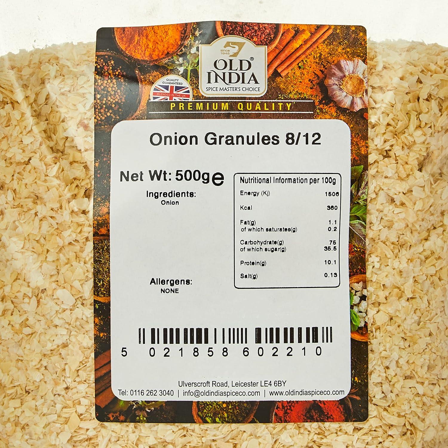 Old India Onion Granules 8/12 500g - Authentic & Aromatic Onion Flakes ...