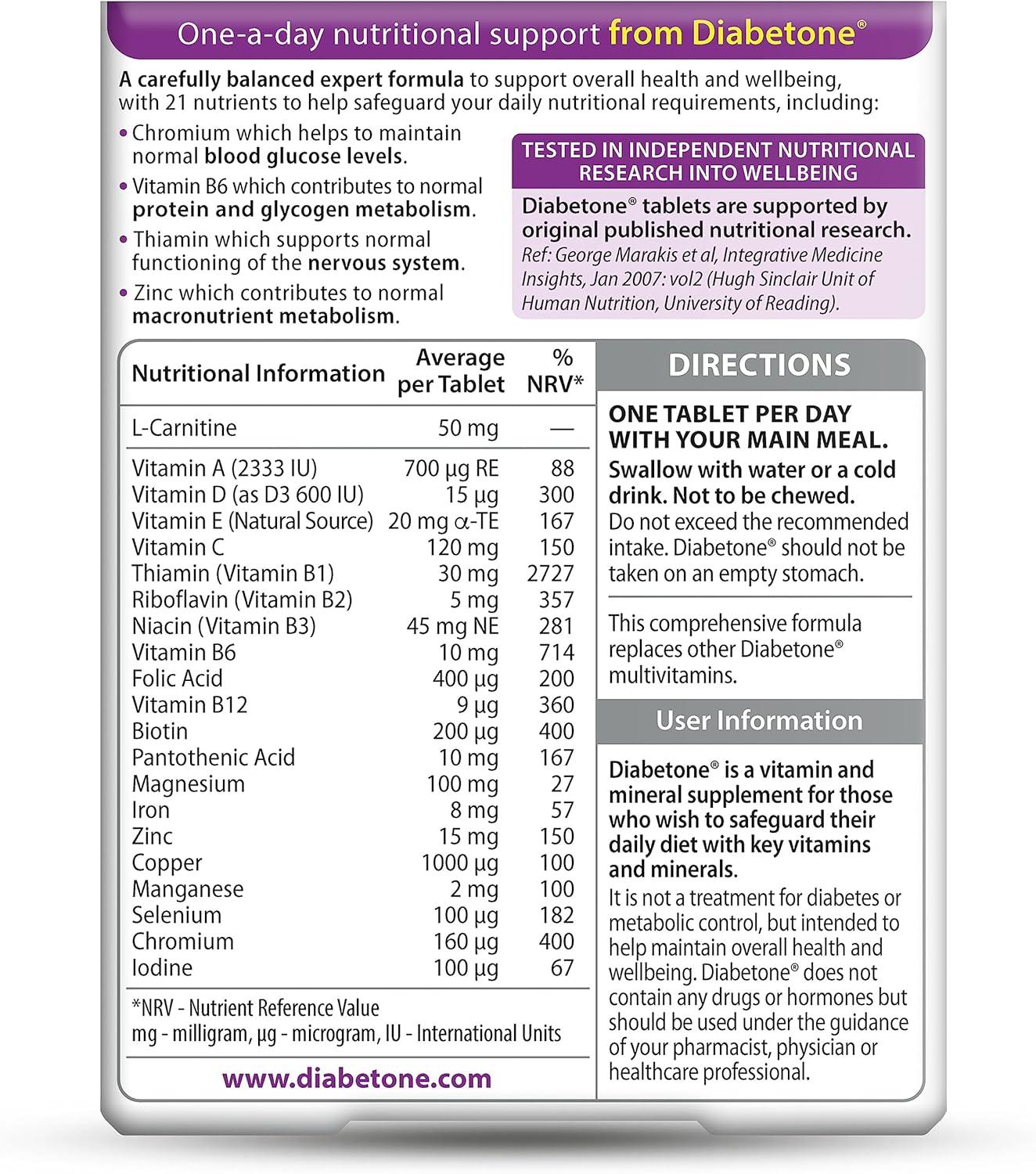 Vitabiotics Diabetone Original Tablets x 30 - Support for Diabetes ...
