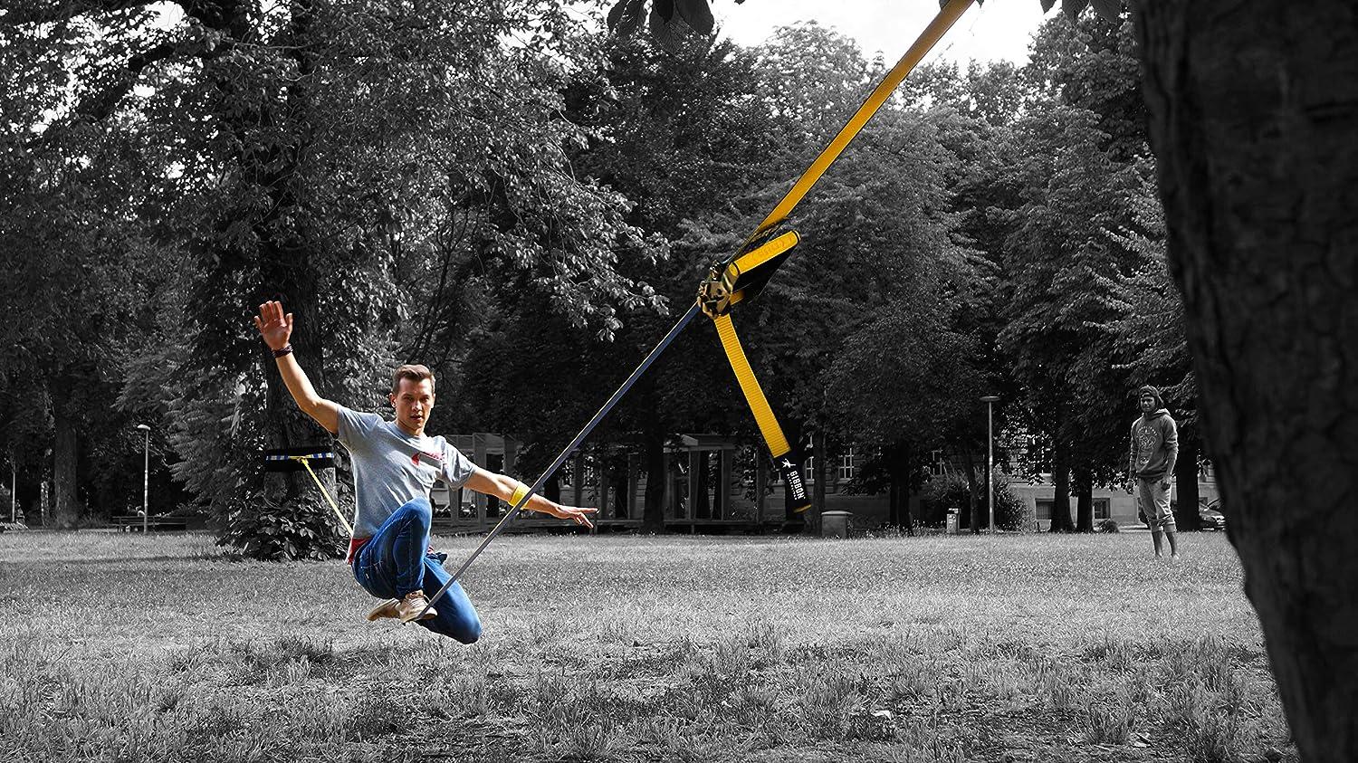 Gibbon Slacklines Flowline 82ft with Treewear - Yellow/Blue | 1 Line, 2 ...