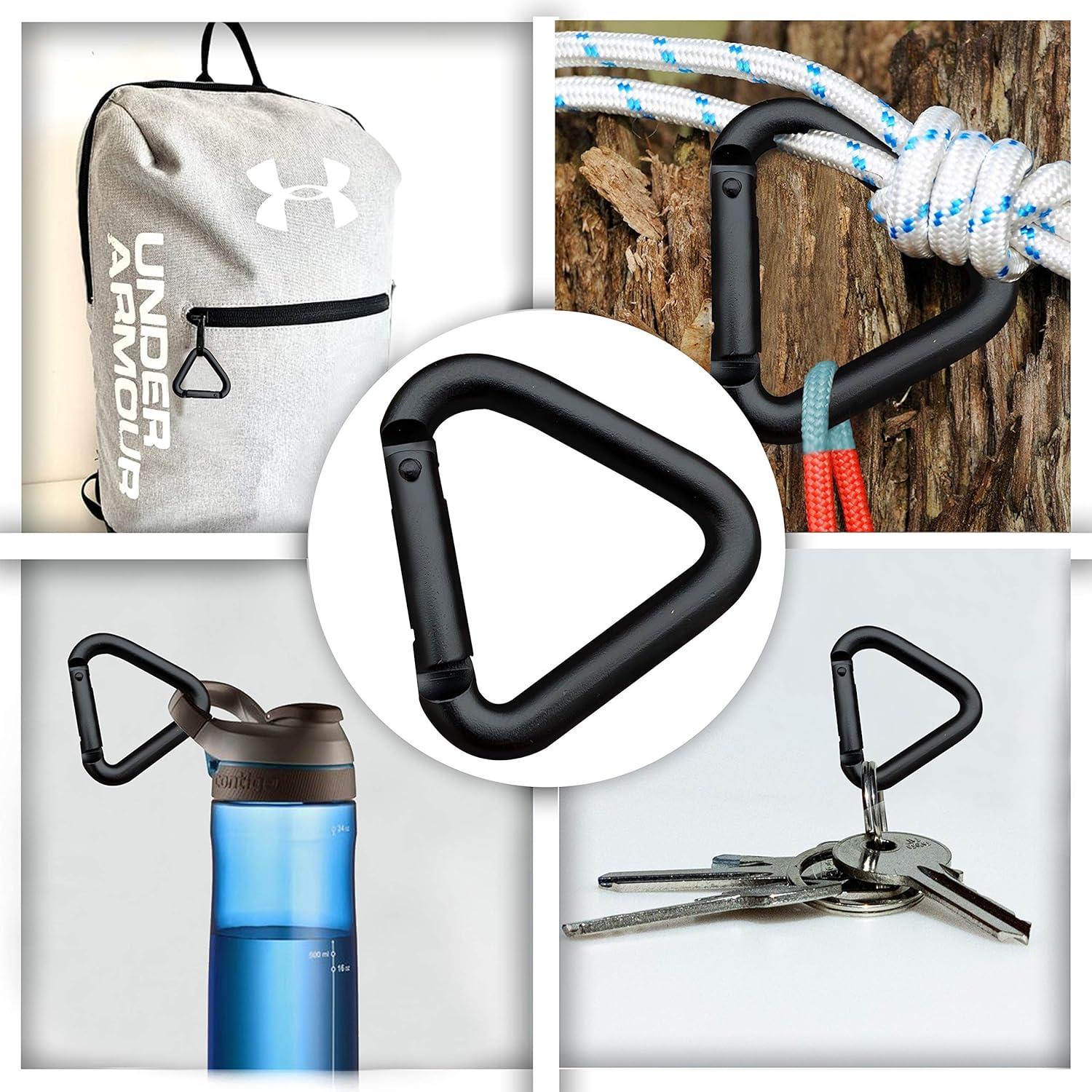 Buy Triangular Carabiners - Mini Keychain Hooks Set of 3 in Black for ...