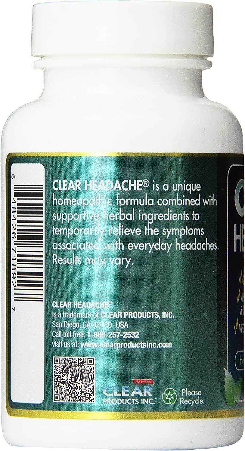 Clear Products Homeopathic Headache Formula - 60 Count for Natural ...