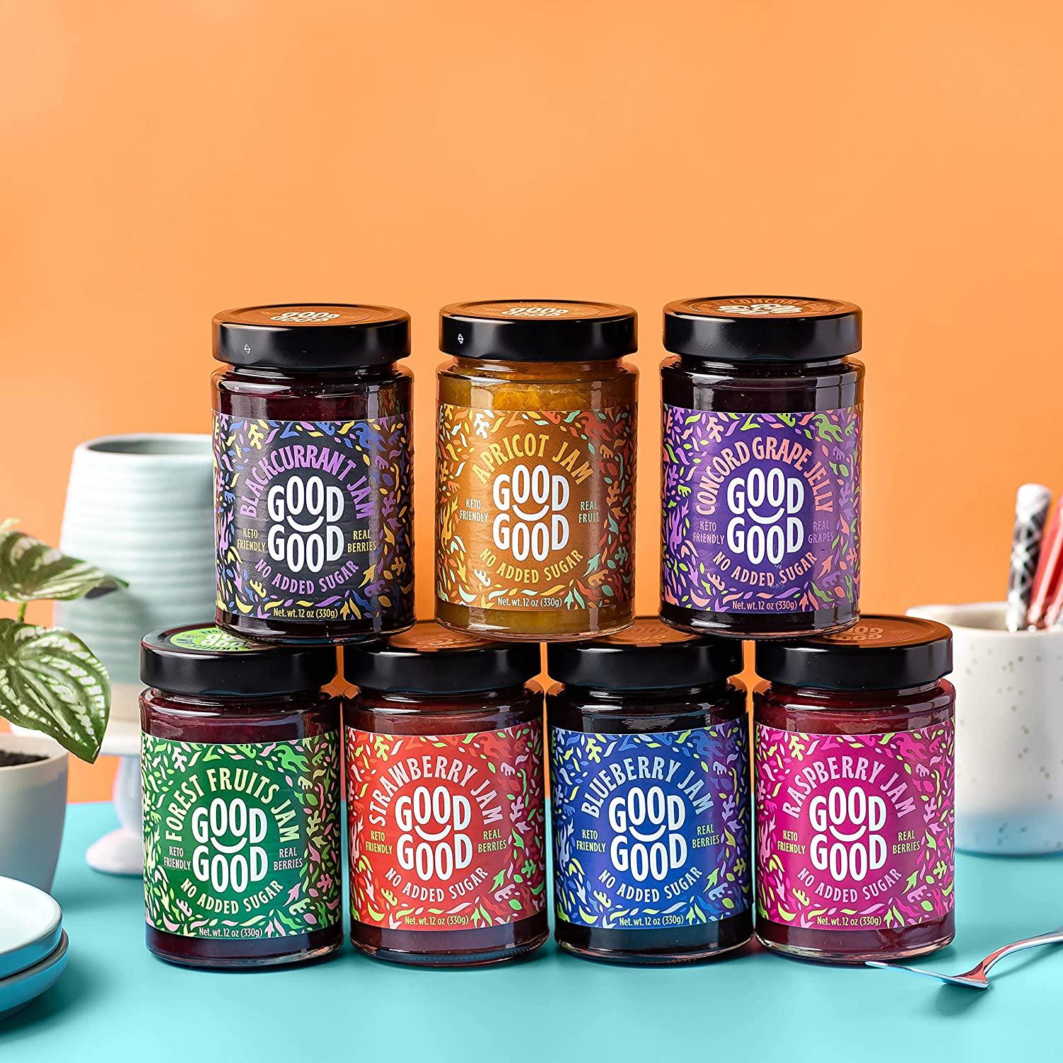 Good Good Assorted No Added Sugar Keto-Friendly Jams 3 Pack - Blueberry ...