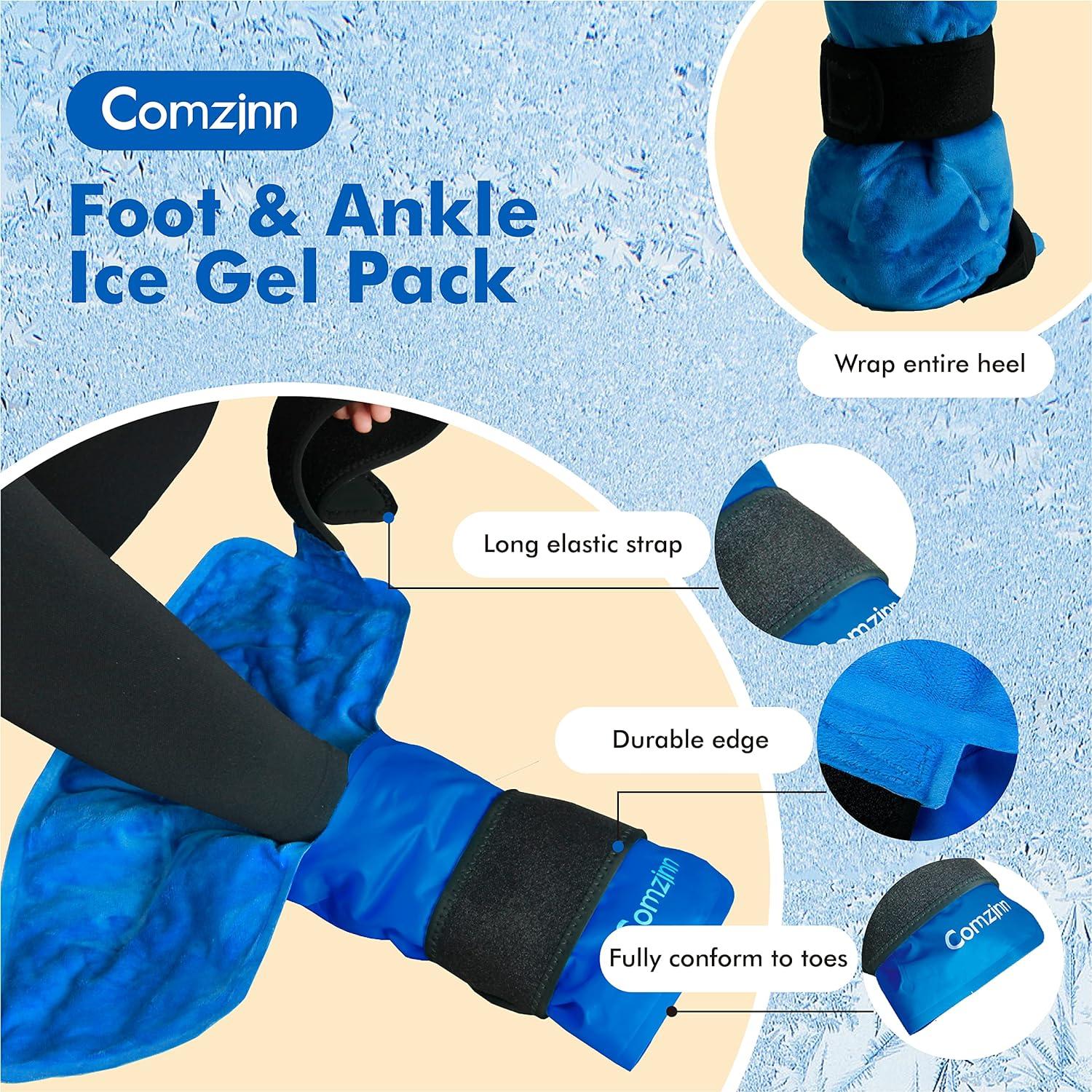 Comzinn Ankle Ice Pack Wrap - Compression for Plantar Fasciitis Relief ...
