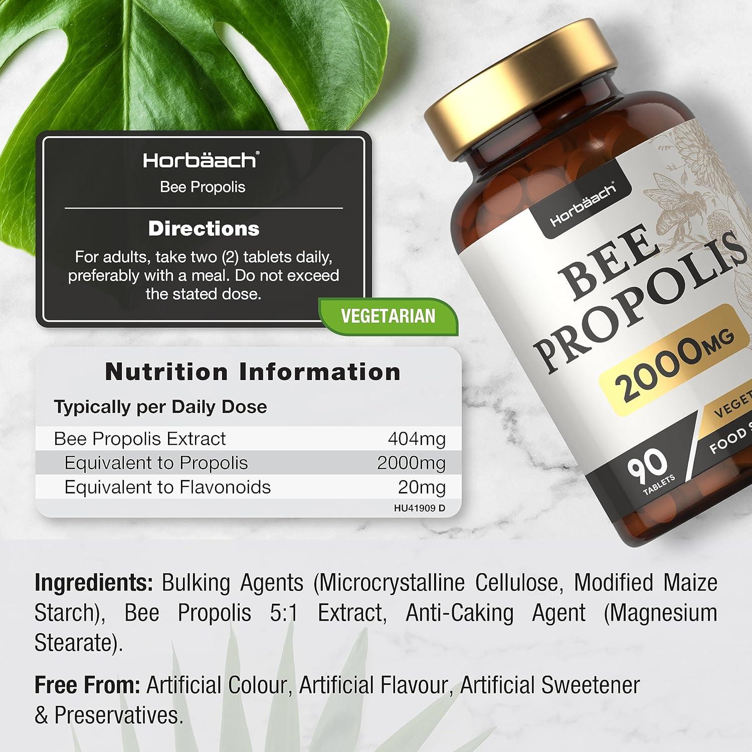 Bee Propolis Tablets 2000mg - 90 Vegetarian Tablets - No Artificial ...