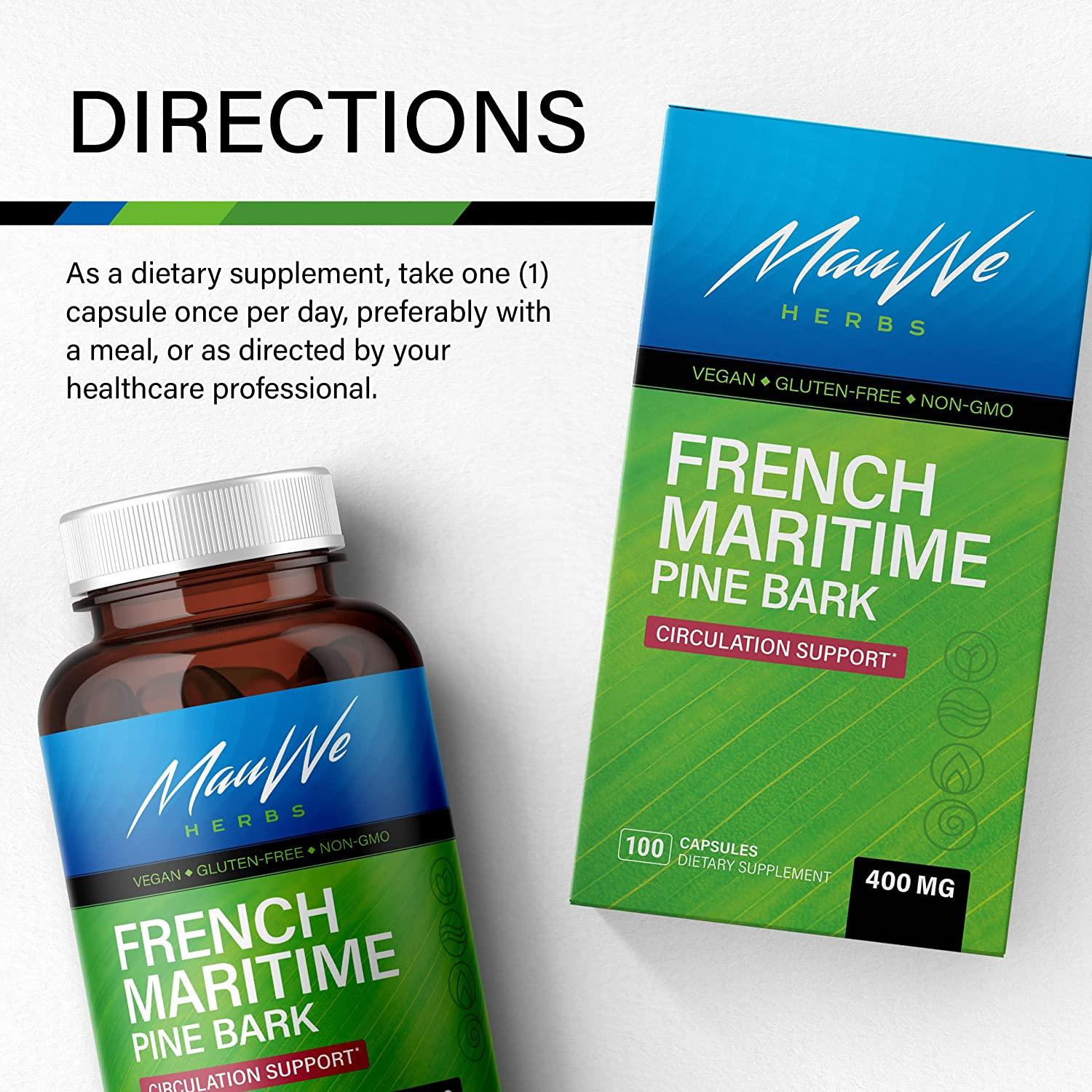 French Maritime Pine Bark Extract - 400mg Blood Flow & Heart Health ...