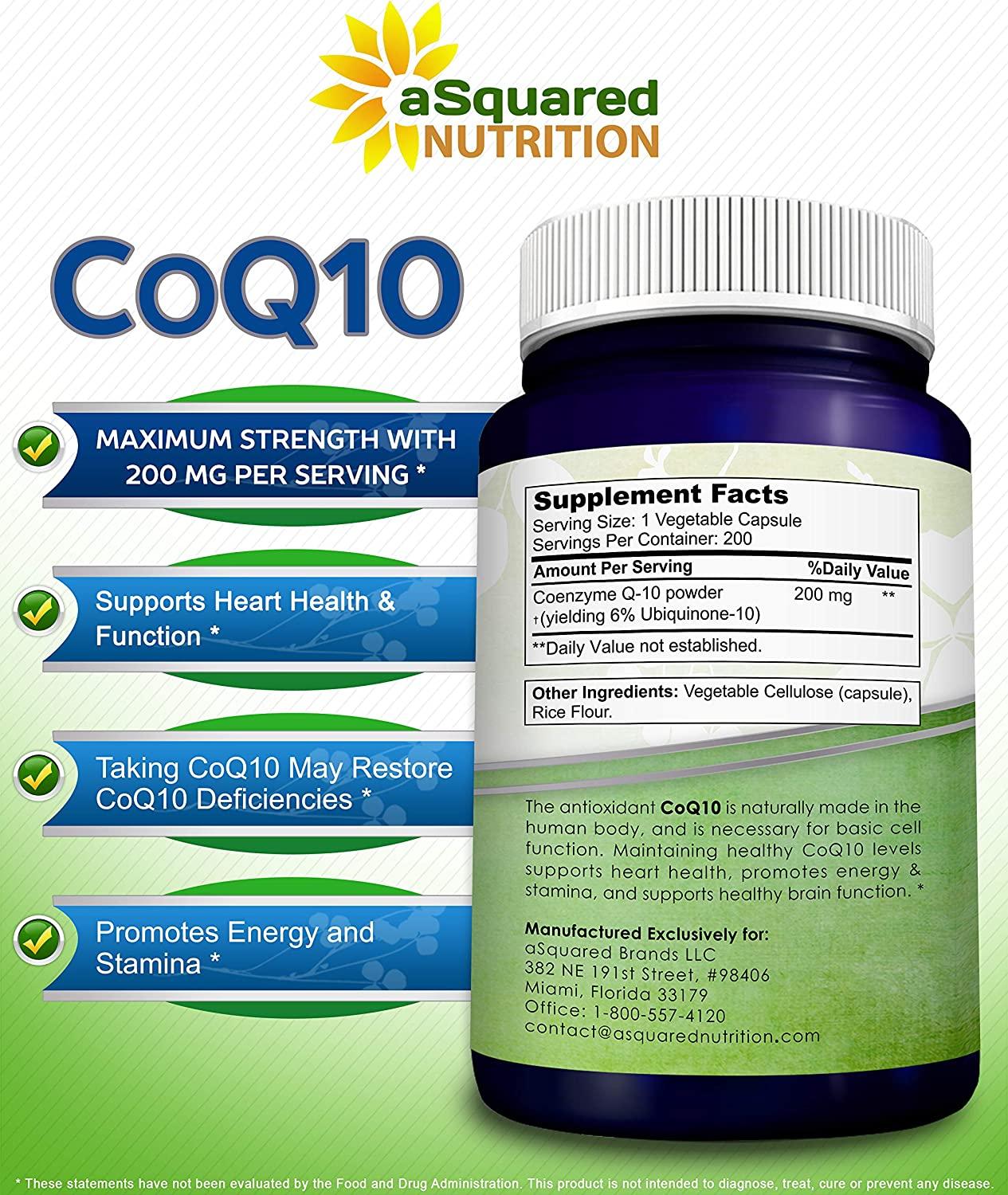 CoQ10 (200 Capsules and 200mg) - High Absorption Vegan CO Q-10 powder ...