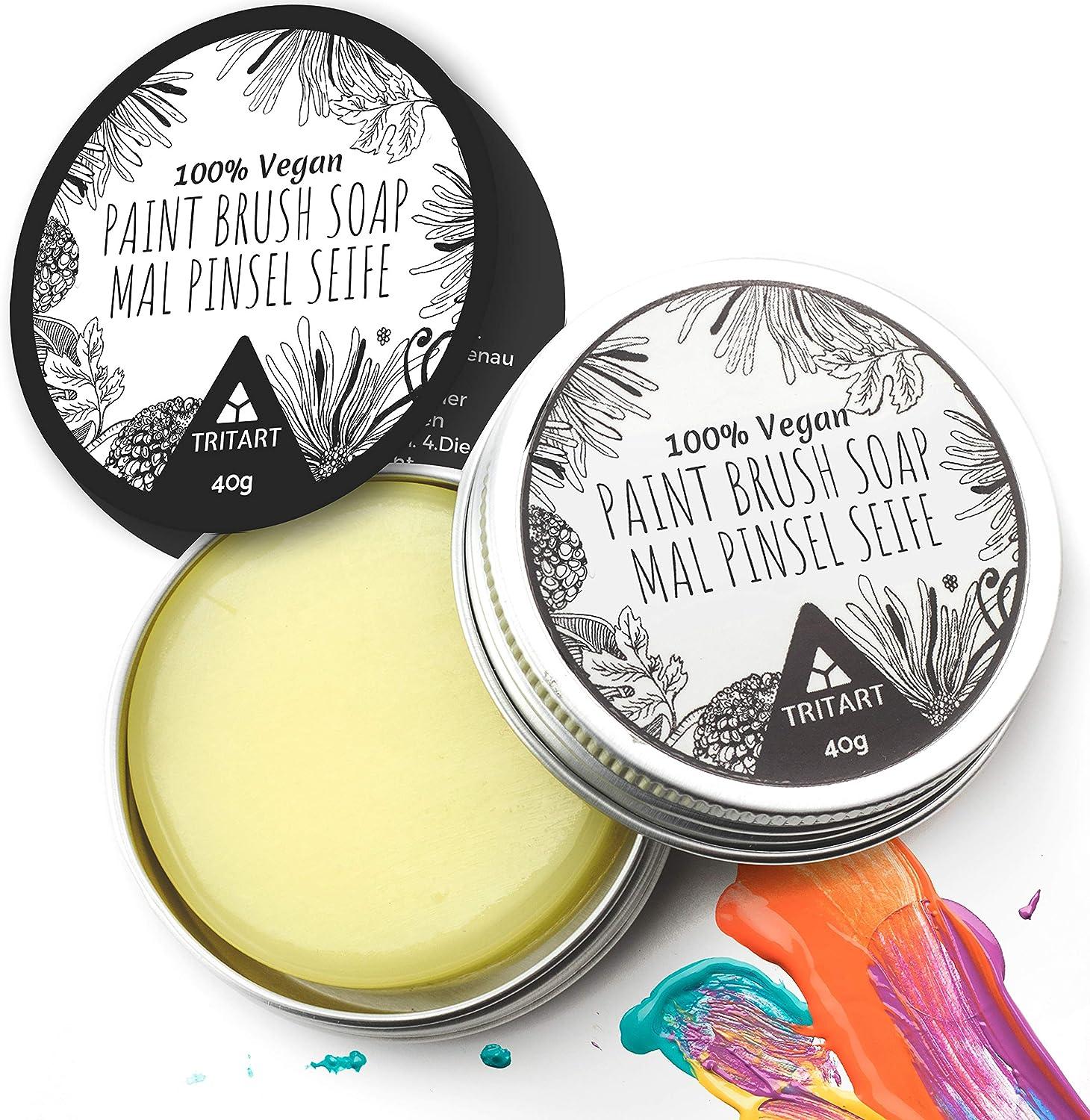 TRITART 100% Vegan Paint Brush Cleaner Soap - Lemon Scented for Makeup ...