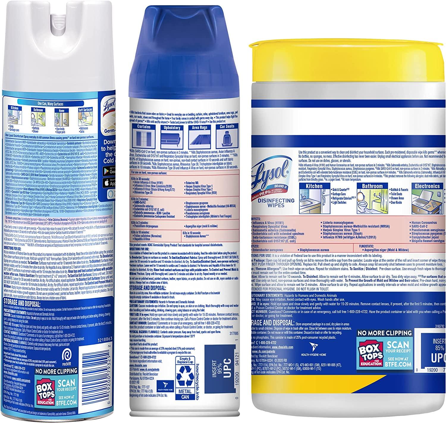 Lysol 4x80ct Canisters + 2+1 Crisp Linen & Lavender Disinfection Regime ...