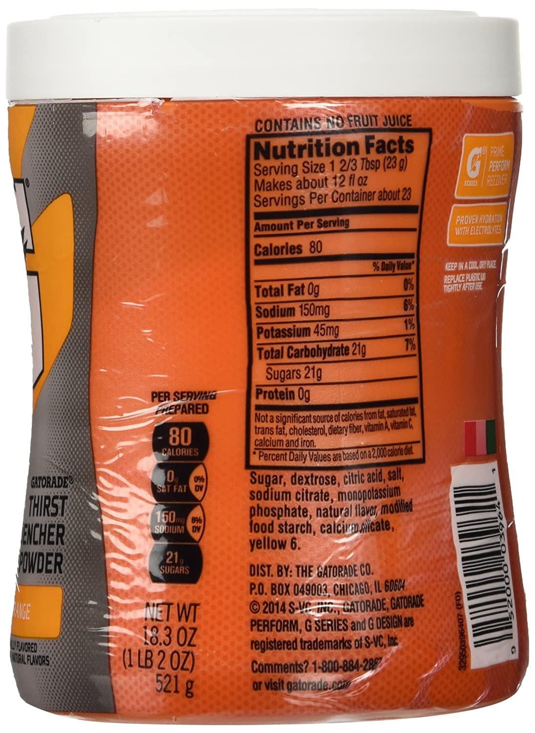 Gatorade Powder Orange Canister - 18.3oz (1 Canister), 1.14lb Pack ...