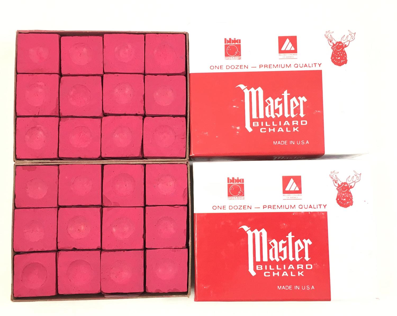 Master Chalk Made in the USA - 24 Pieces for Pool Cues and Billiards ...
