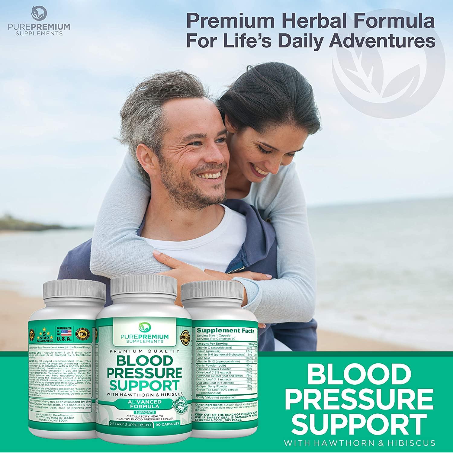 PurePremium Blood Pressure Support Supplement - Hawthorn, Hibiscus ...