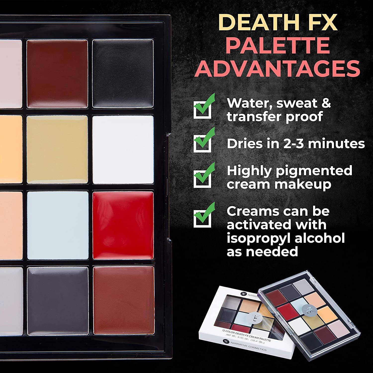 Narrative Cosmetics 12-Color Death FX Cream Palette, Professional Quick ...
