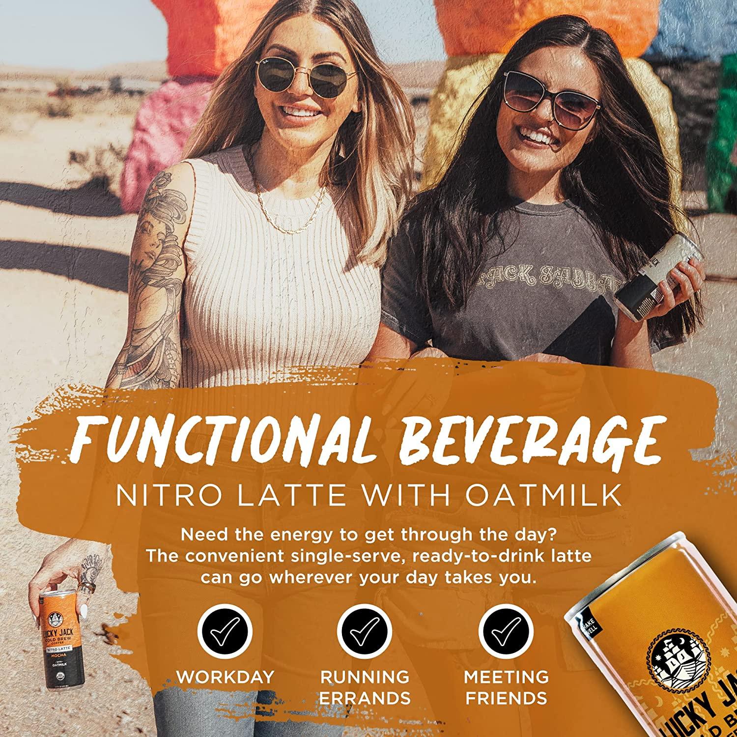 Lucky Jack Cold Brew Coffee Mocha - Nitro Oat Milk Latte (12 Pack, 7 ...