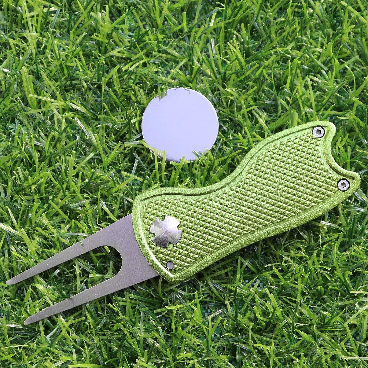 CoverMay Foldable Golf Divot Repair Tool and Ball Markers Set - Green ...
