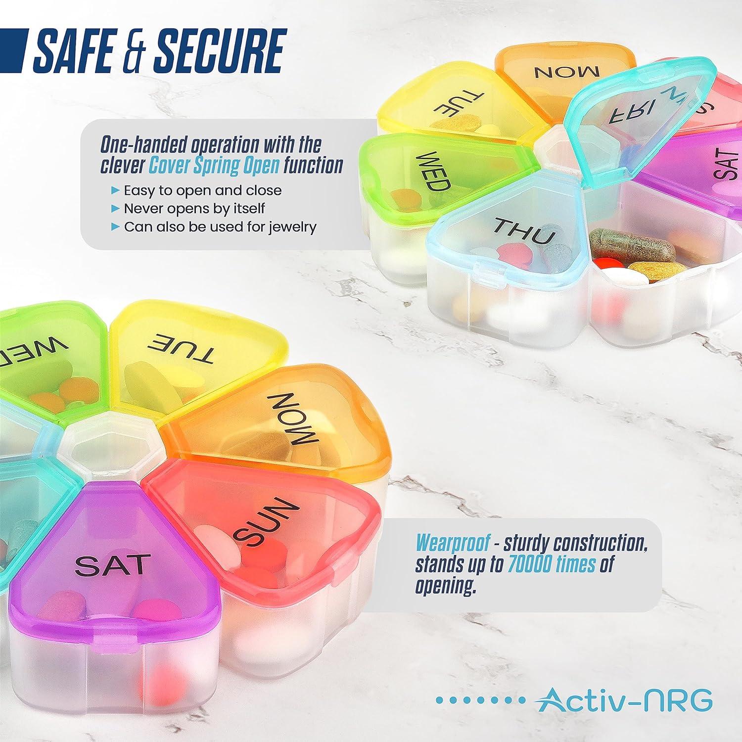 Premium Round Multi Colour Pill Box Organizer - BPA Free - Travel ...
