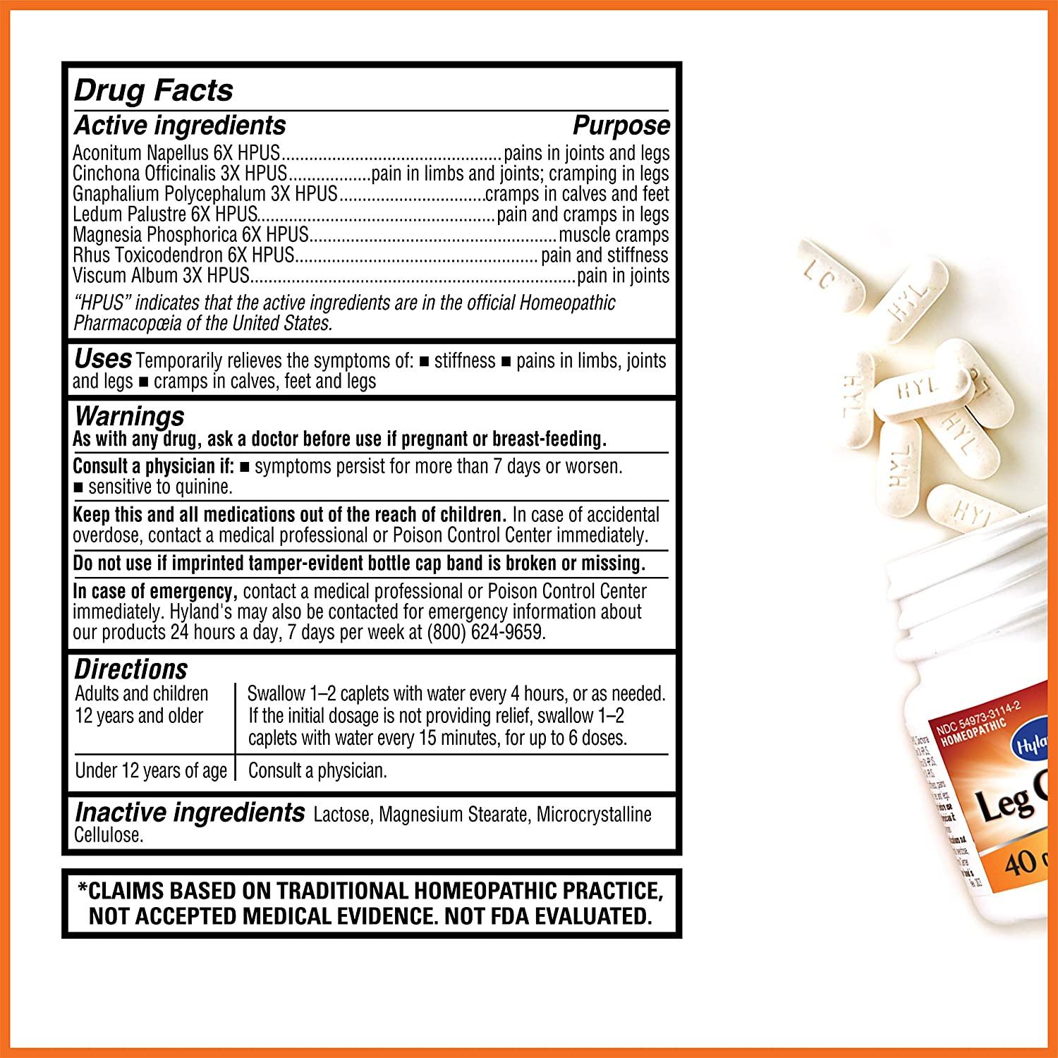 Hyland's Leg Cramp Caplets - Natural Relief for Calf, Leg, and Foot ...