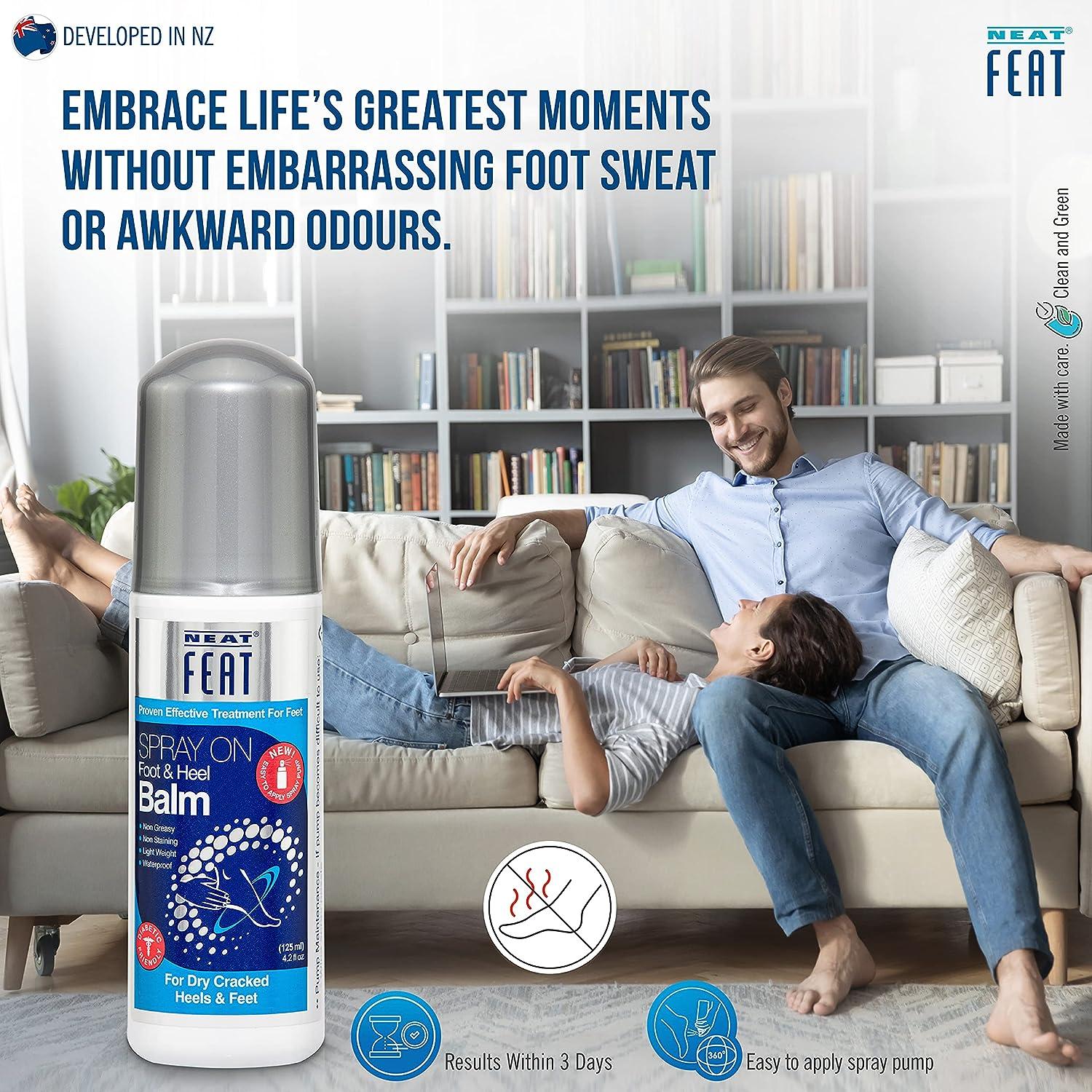 Neat Feat Foot & Heel Balm Spray - Moisturising, Non-Greasy Formula - 4 ...