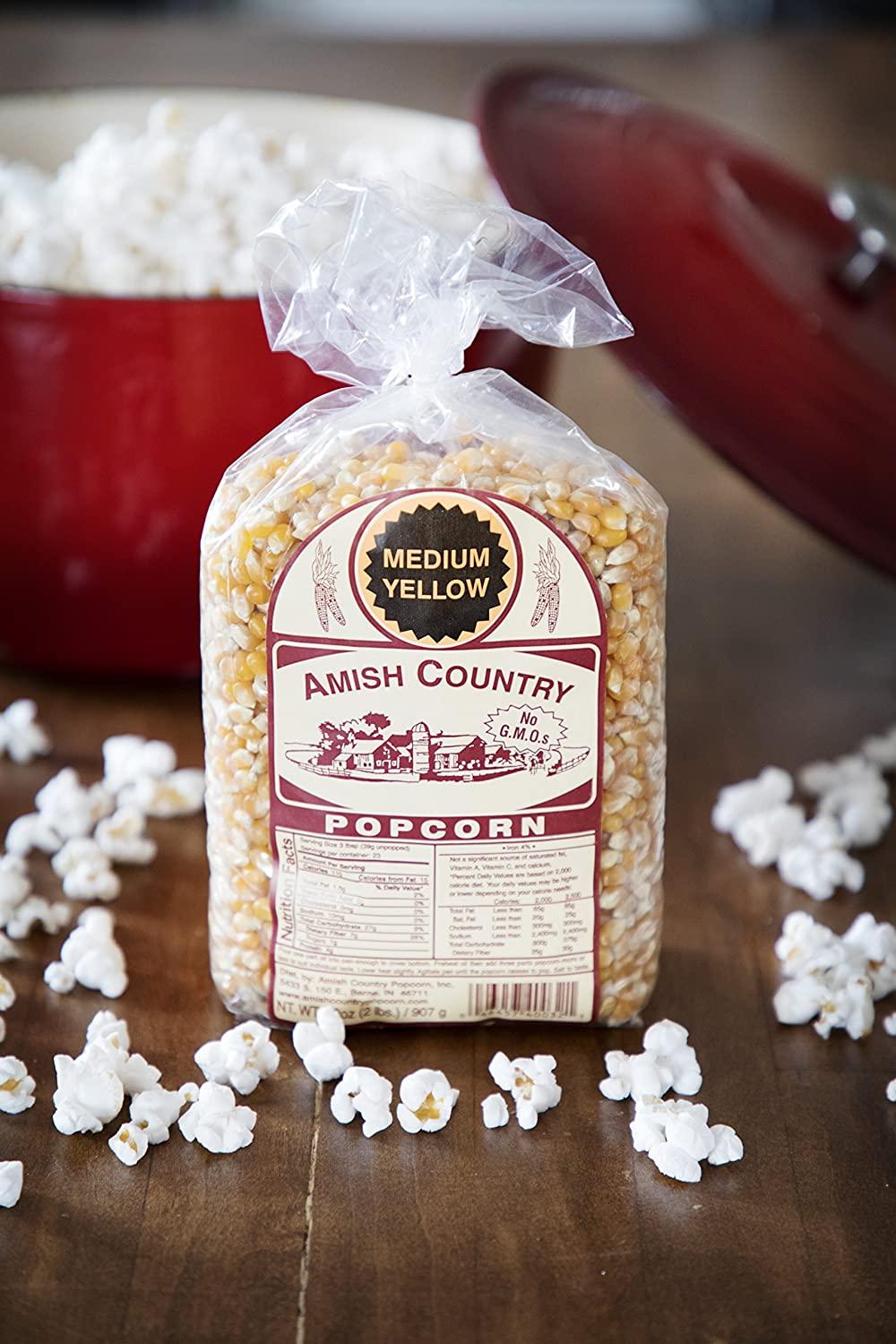 Amish Country Popcorn - 2 lb Medium Yellow Kernels | Non-GMO, Gluten ...
