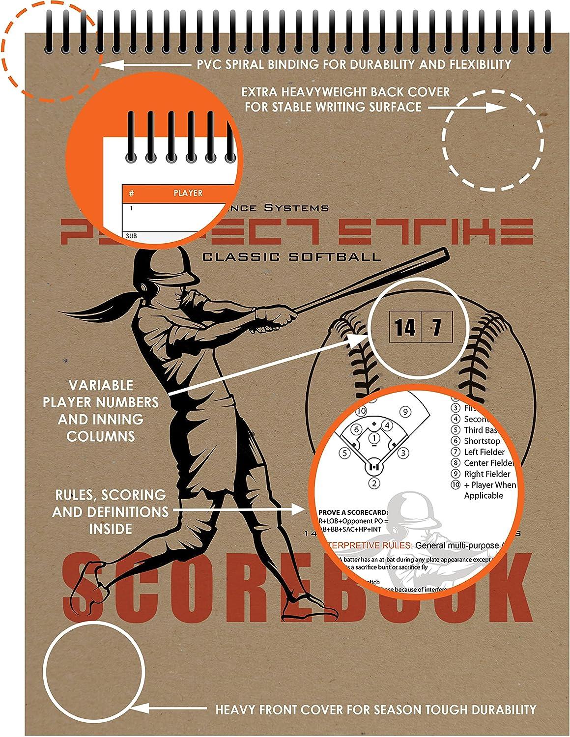 Softball Scorebook with Rules & Scoring | Heavy Duty for Youth & Adult ...