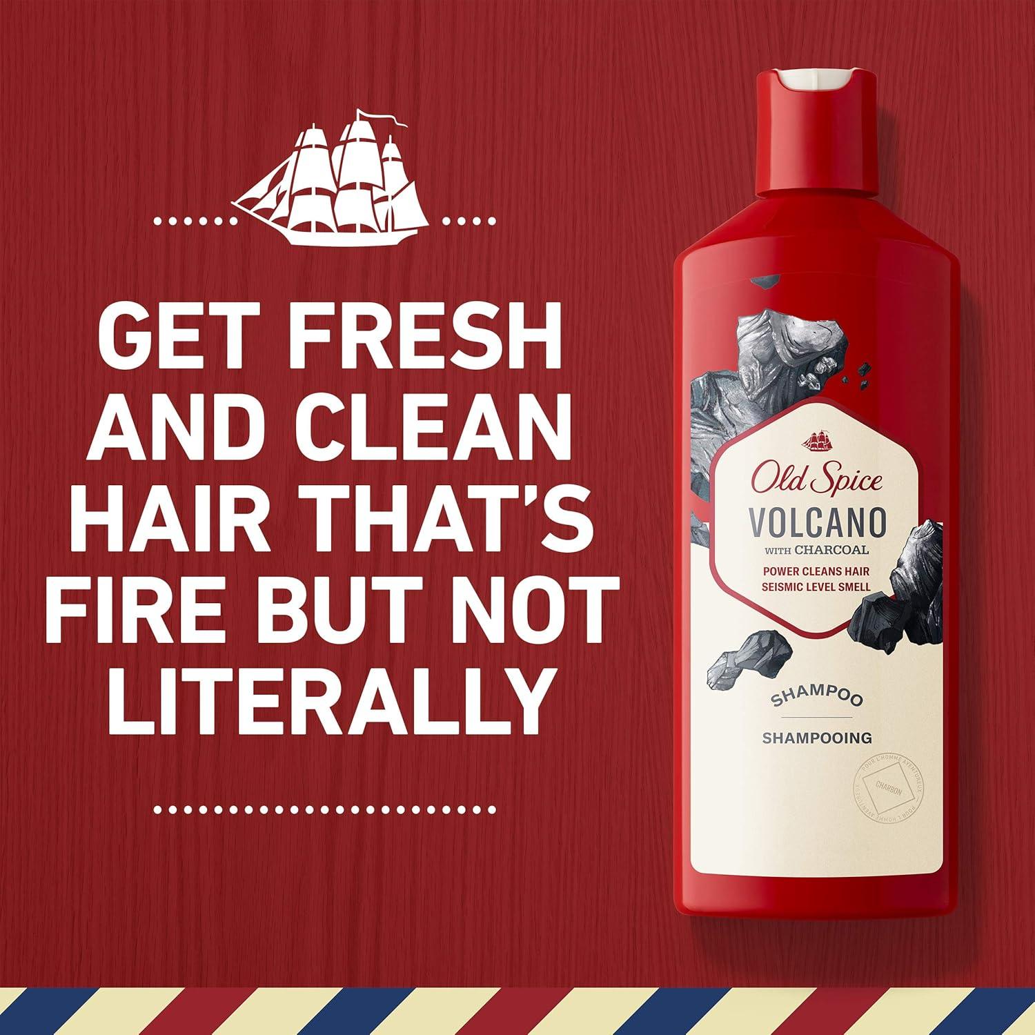 Old Spice Volcano with Charcoal Shampoo - Refreshing Clean for All Hair ...