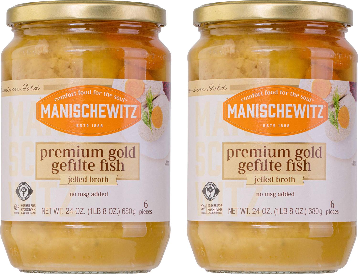 Manischewitz Gold Gefilte Fish with Carrots 24oz (2 Pack) - Kosher for ...