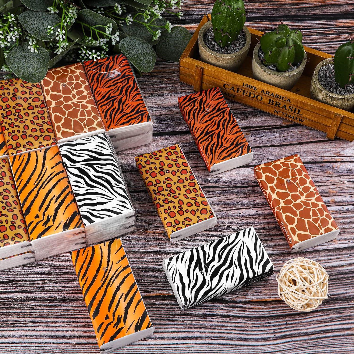 Shojoy Jungle Safari Animal Print Pocket Tissues 30 Pack - 4-Ply, 10 ...