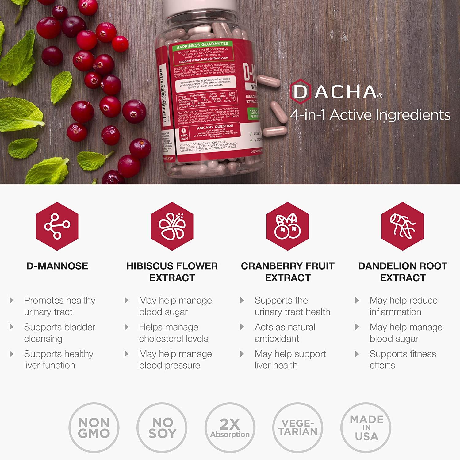 Natural D-Mannose Capsules 4-in-1 Formula - 120 CAPS | Cranberry ...