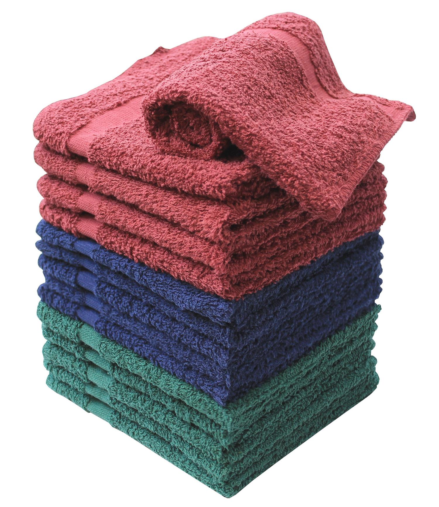 Super Soft 100% Cotton Small Towels - 15 Pack Wash Cloths in Green ...