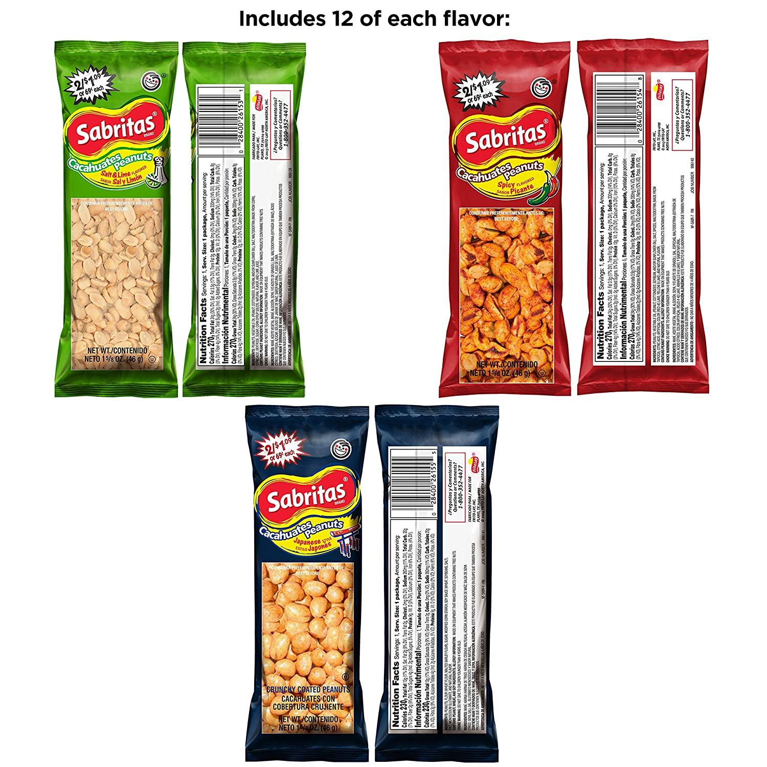 Quaker Sabritas Peanuts Variety Pack - 1.625 oz (Pack of 36) | Buy Now ...