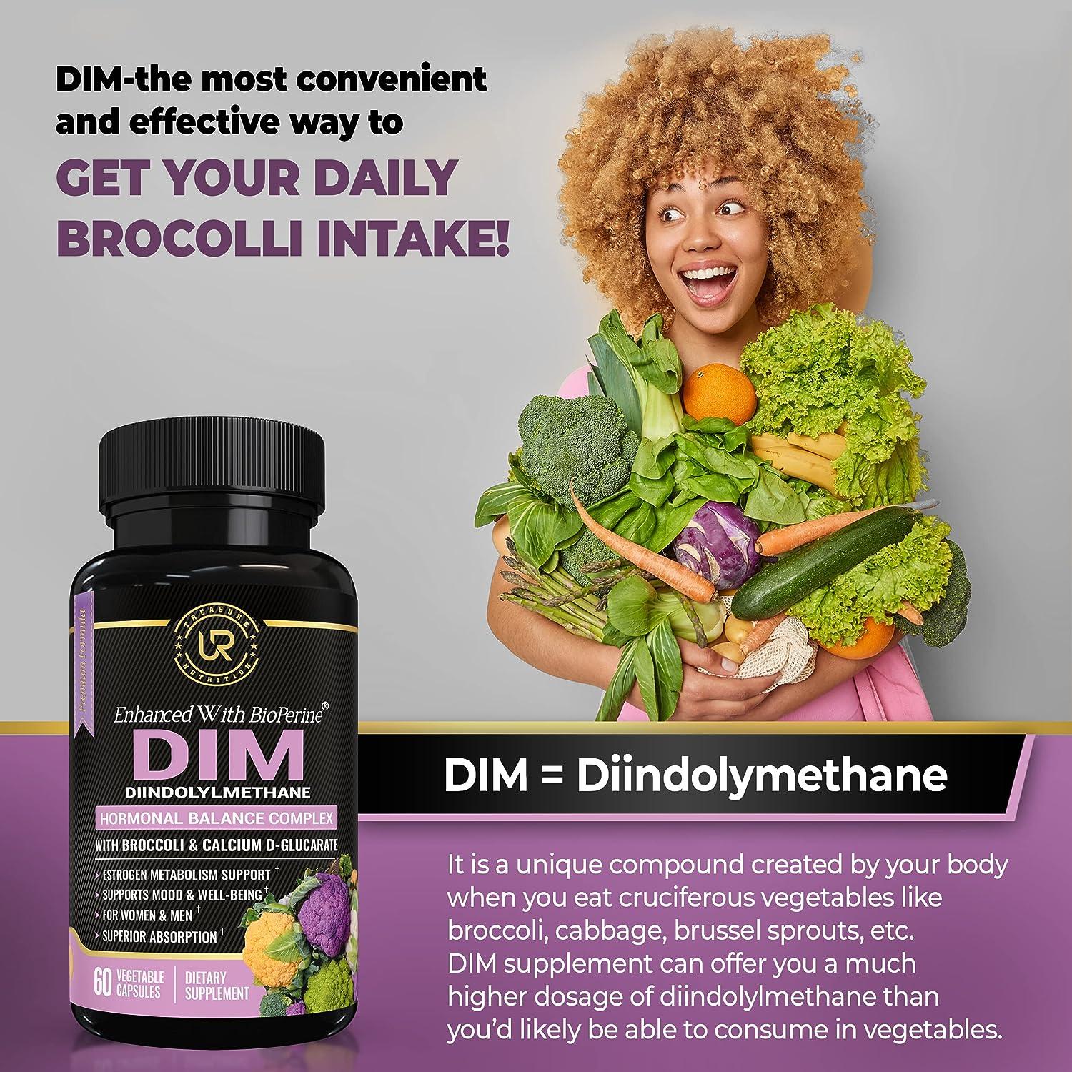 DIM Supplement with Broccoli Extract and BioPerine - Hormone Balance ...