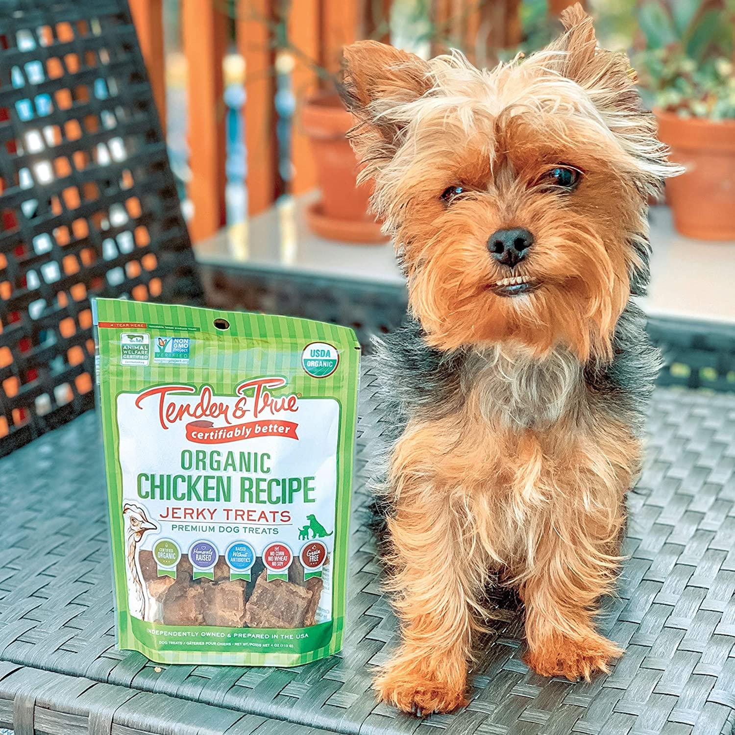 Tender & True Organic Chicken Jerky Treats - 4 oz | Natural Dog Chew Snacks