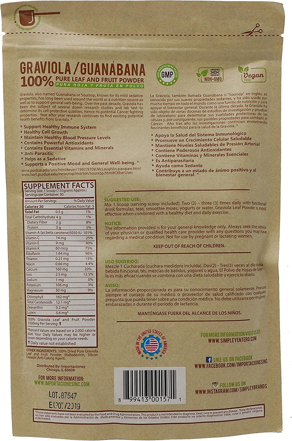 Pure Graviola/Guanabana Leaf Powder 8 Oz Bag - Immune System Booster ...