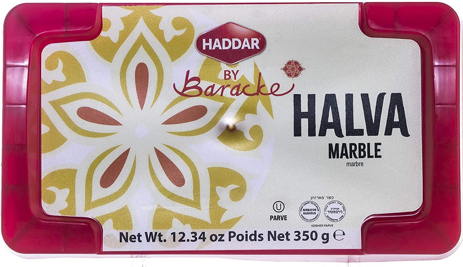 Haddar by Baracke Premium Marble Halva with Cocoa Nibs 12.34oz | Gluten-Free Vegan Tahini Halwa ...
