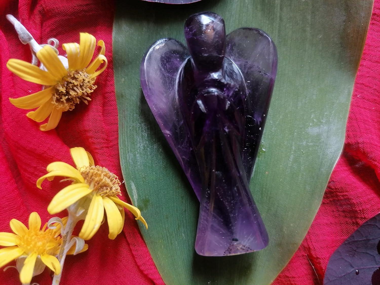 2 Inch Amethyst Guardian Angel Statue - Healing Crystals Gift - Lucky ...